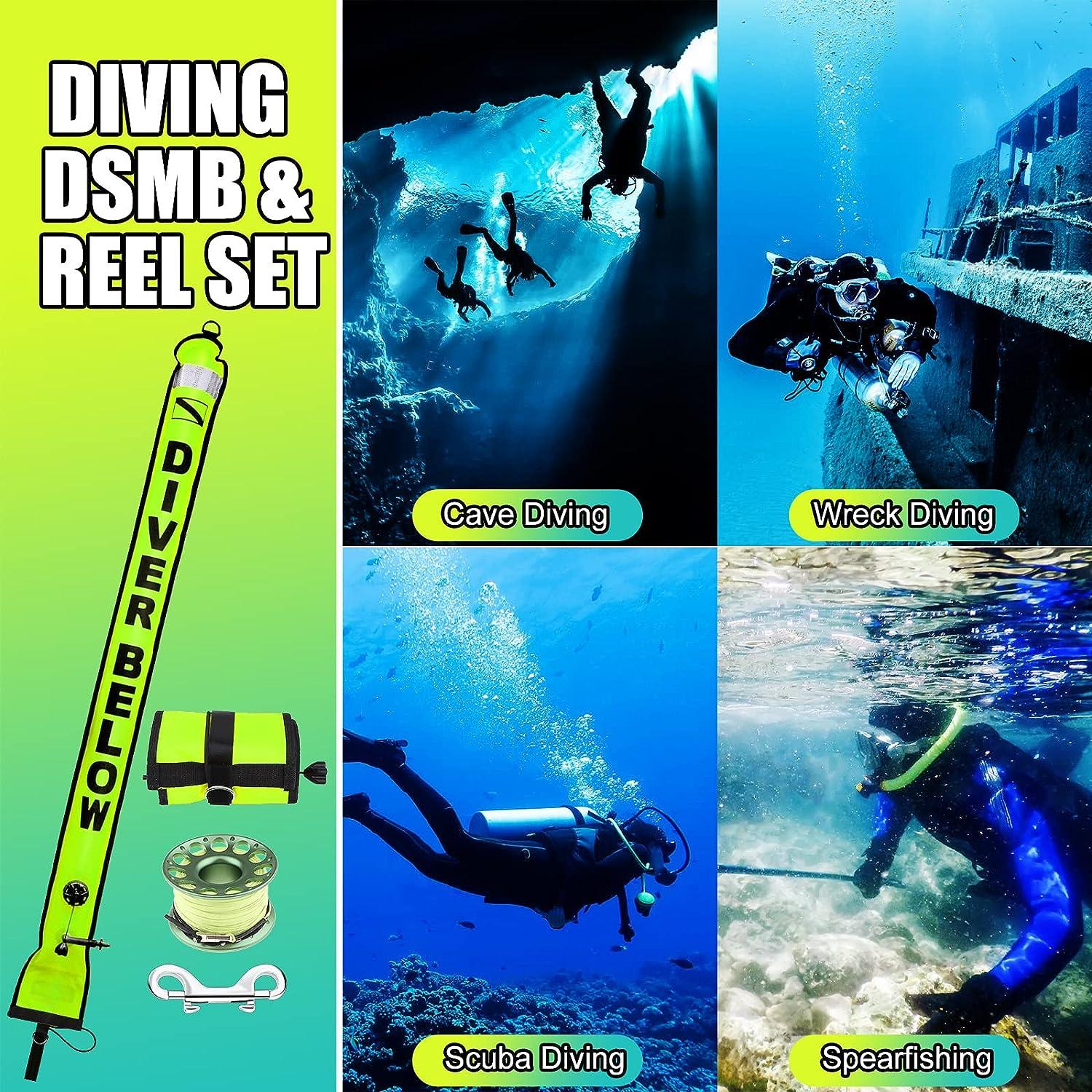 5ft Scuba Surface Marker Buoy Set | Hi-Visibility Reflective Band ...