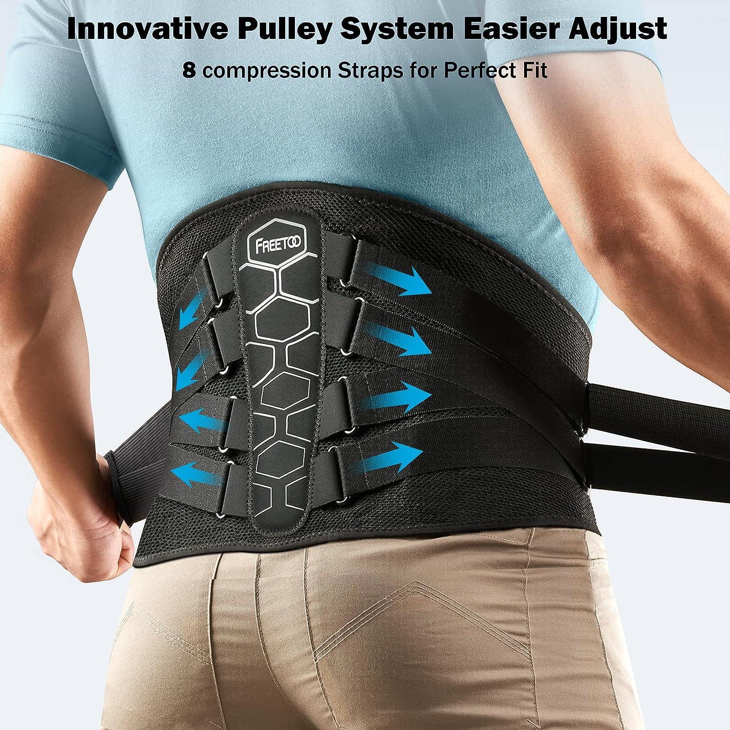 FREETOO Lower Back Brace with Pulley System - Lumbar Support Belt for ...