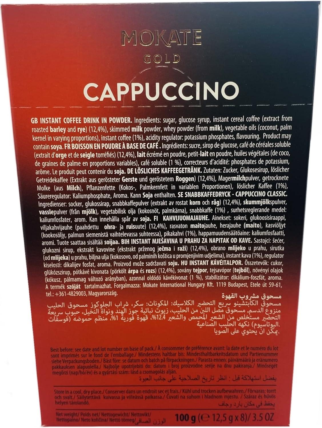 Mokate Gold Cappuccino Classic Flavour Instant Coffee 6 boxes x 8 12.5g sachets | Buy Now with ...