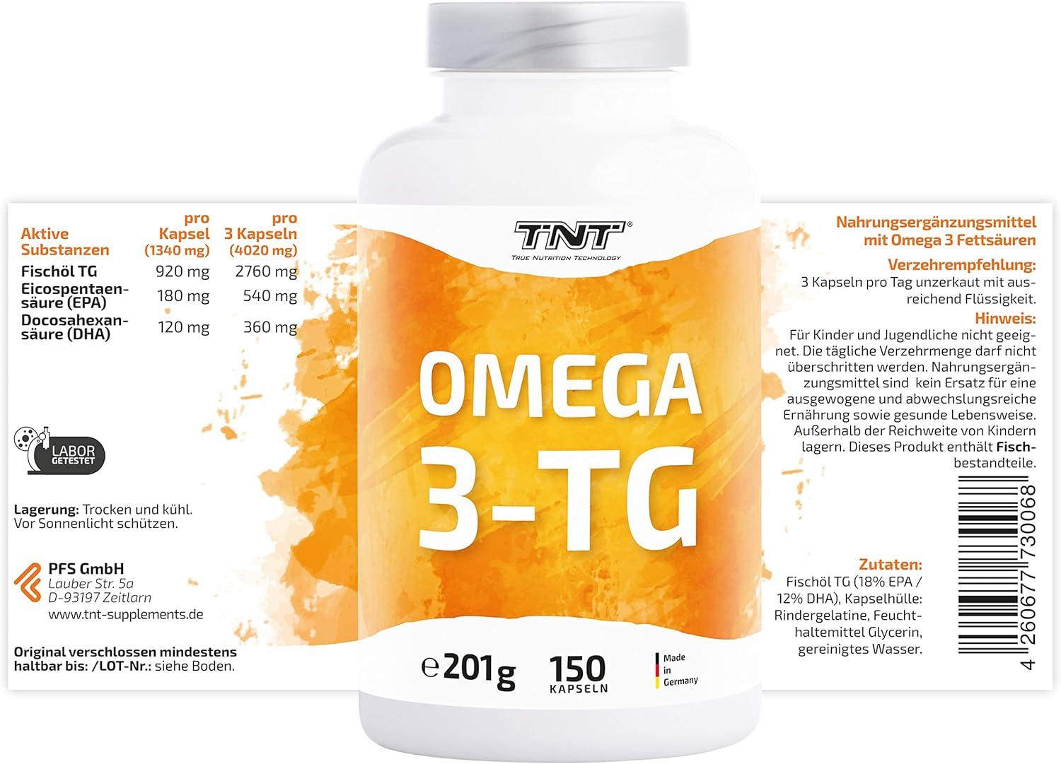 TNT Omega 3 - 150 Capsules | 2760mg Fish Oil with EPA & DHA | High ...