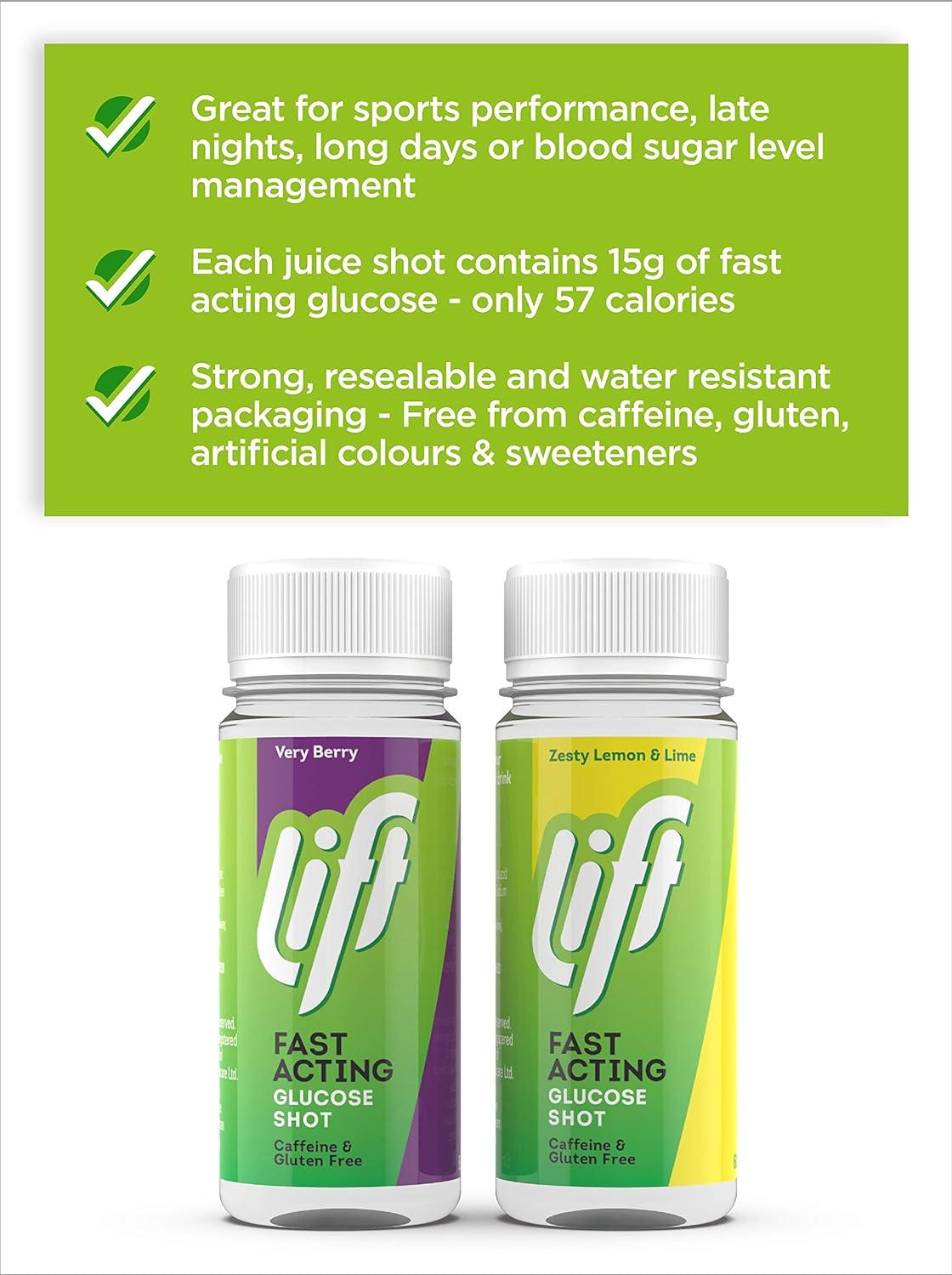 Lift | Fast-Acting Glucose Energy Juice Shots | Lemon & Lime | 12 Pack ...