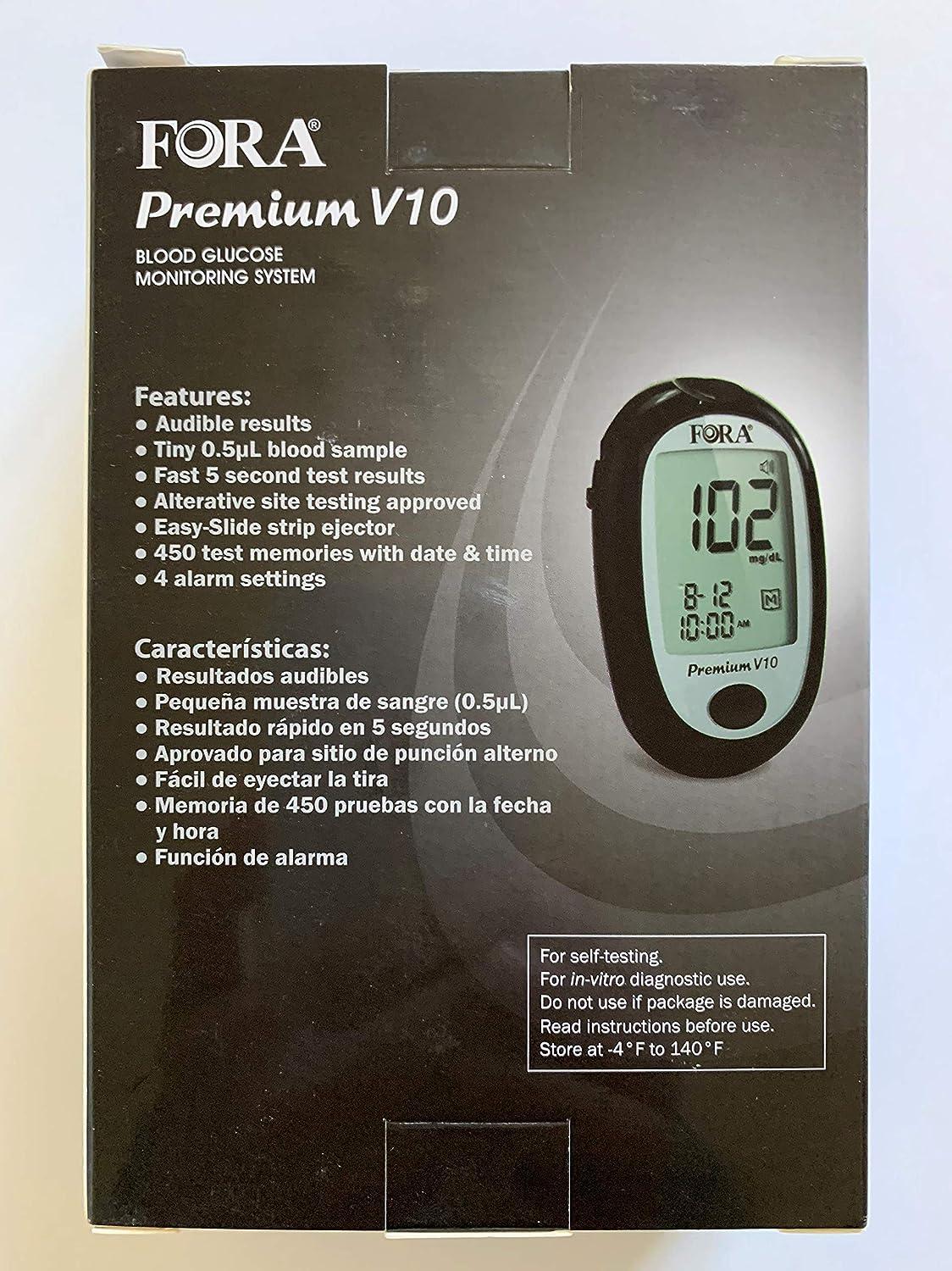 Fora Premium V10 Talking Blood Glucose Meter - English & Espa ol | Buy ...
