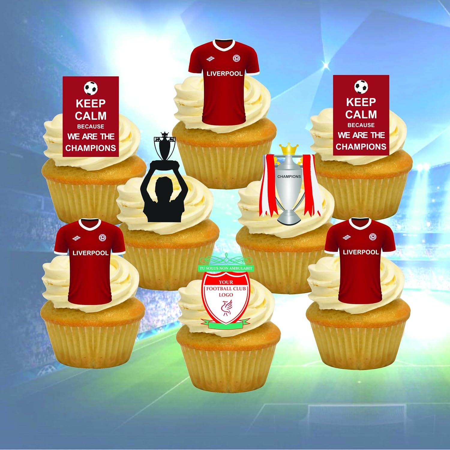 16 x Liverpool Football Champions Birthday Party Pack Edible Cake ...