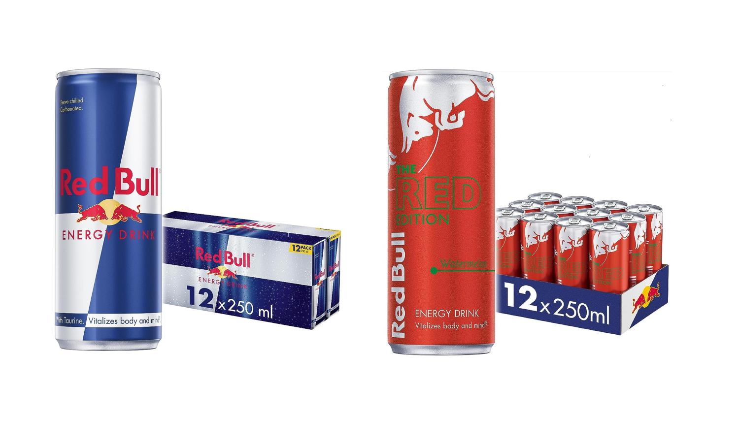 Red Bull Energy Drink 250 ml x12 and Red Bull Energy Drink Red Edition ...