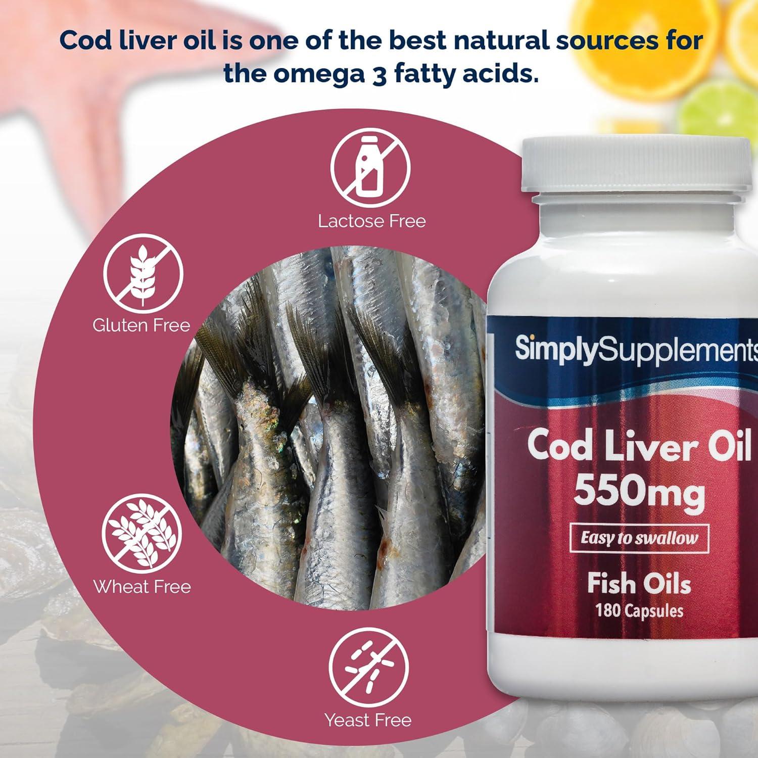 Premium Cod Liver Oil 550mg | Sustainably Sourced | 2X 180 Capsules ...