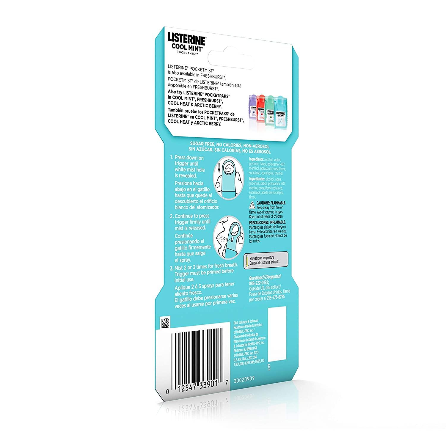 Listerine Cool Mint Pocket Mist 7.7ml - Freshen Breath On-the-Go | Buy ...