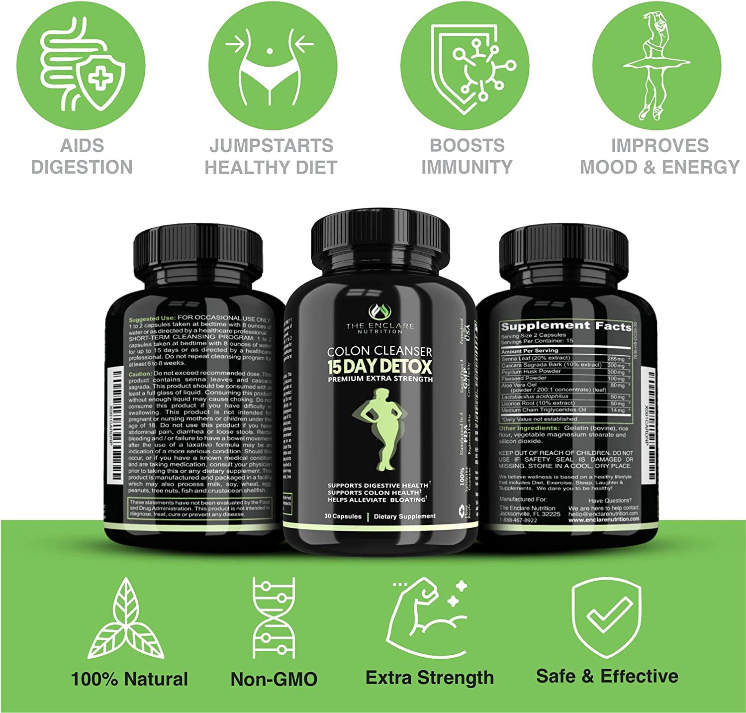 Colon Cleanse Fast-Acting Detox Pills for Constipation Relief & Gut ...