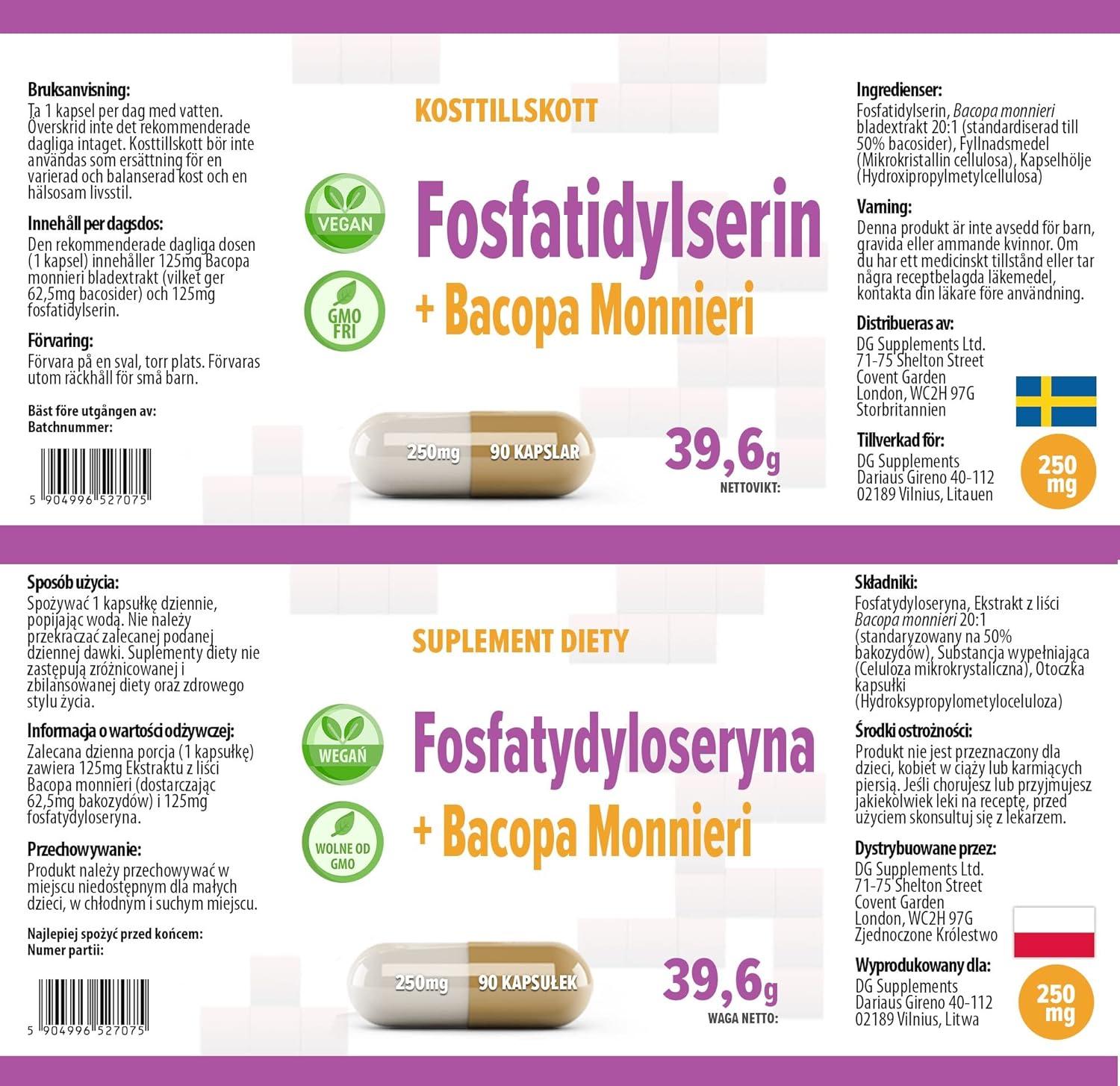 Hepatica Phosphatidylserine + Bacopa Monnieri 250mg | 90 Vegan Capsules ...