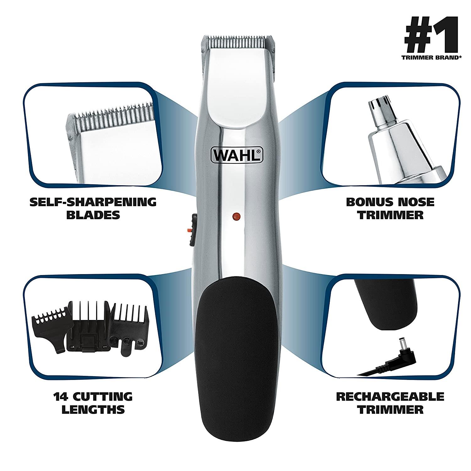 Wahl Groomsman Rechargeable Beard Trimmer Kit - Mustache, Nose Hair & Detailing - Model 5622 ...
