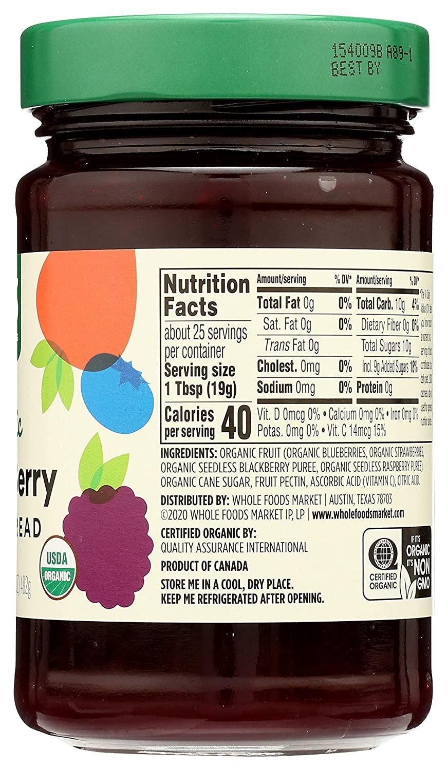 365 by Whole Foods Market Organic Mixed Berry Fruit Spread - 17 Ounce ...