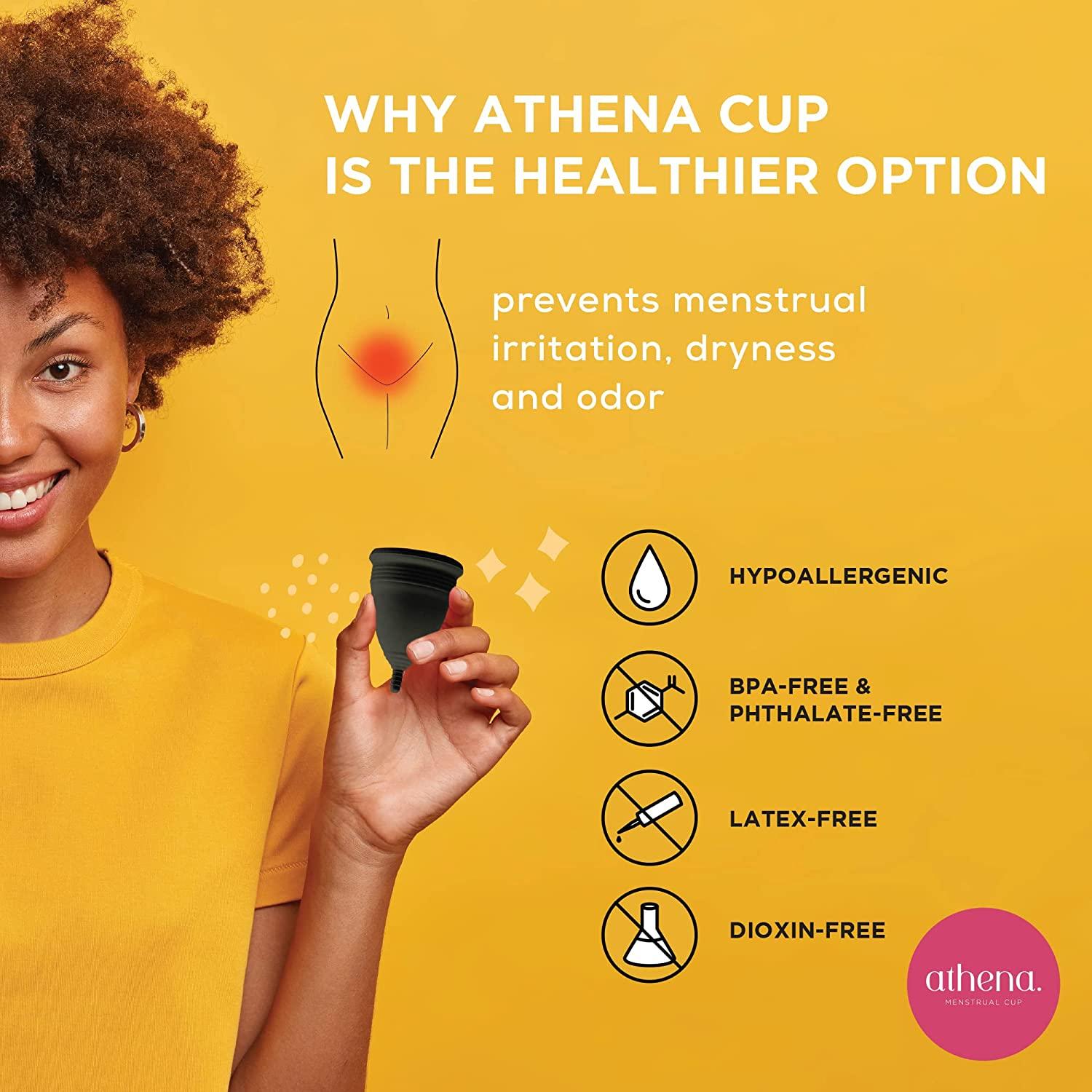 Athena Menstrual Cup - Soft Reusable Period Cup for Comfort - Large ...