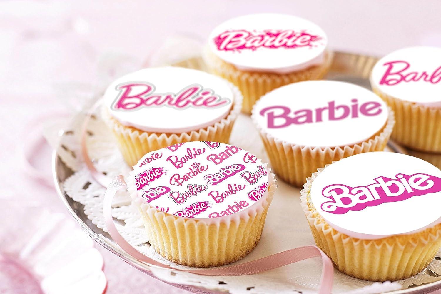 24 x Pre-Cut Barbie 8 Edible Stand up Wafer/Rice Paper Cupcake Cake ...