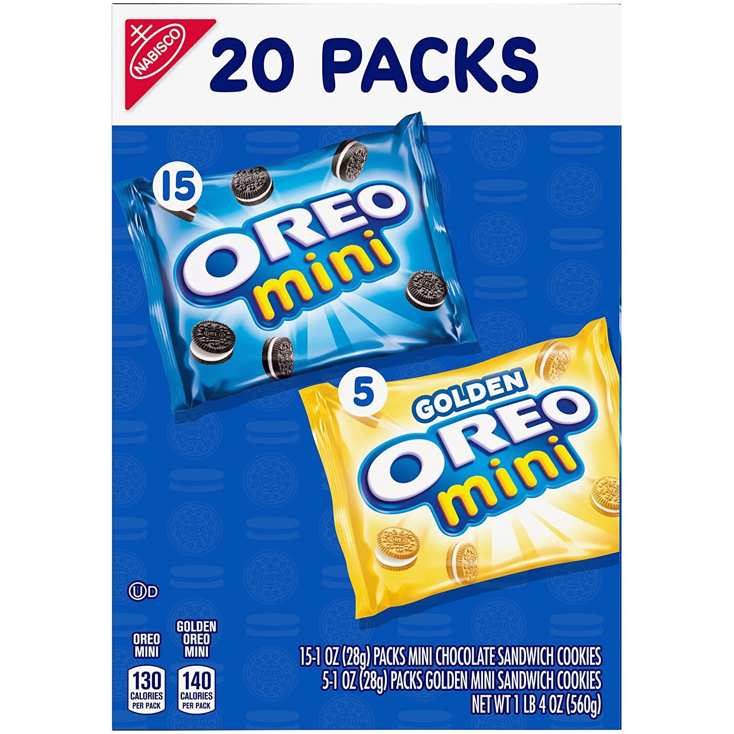 OREO Mini Mix Sandwich Cookies Variety Pack - 20 Snack Packs ...