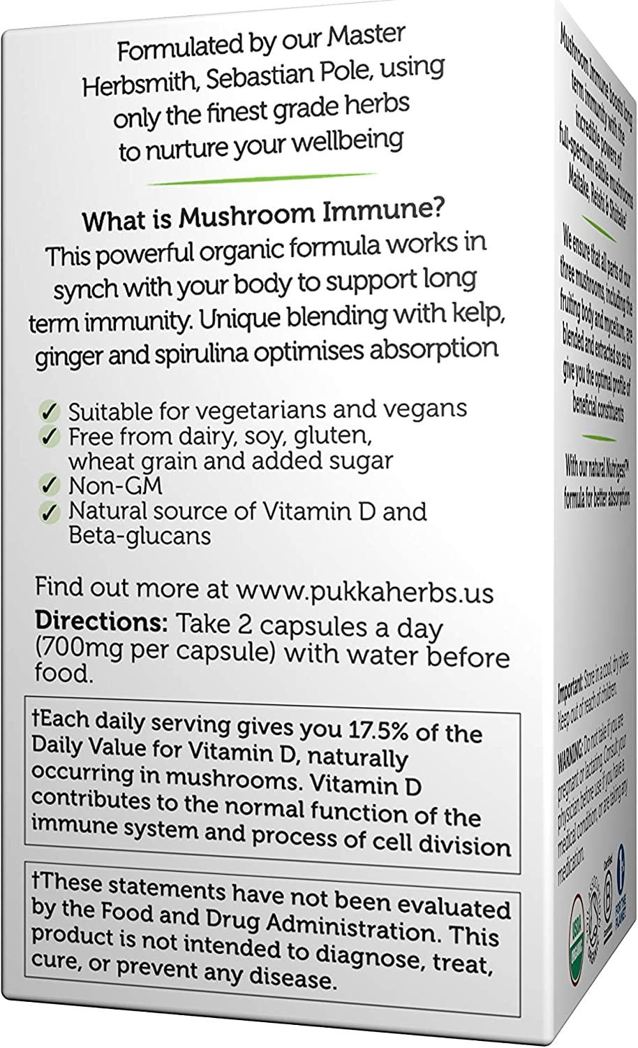 Pukka Organic Mushroom Immune Supplements - 60 Capsules for Enhanced ...