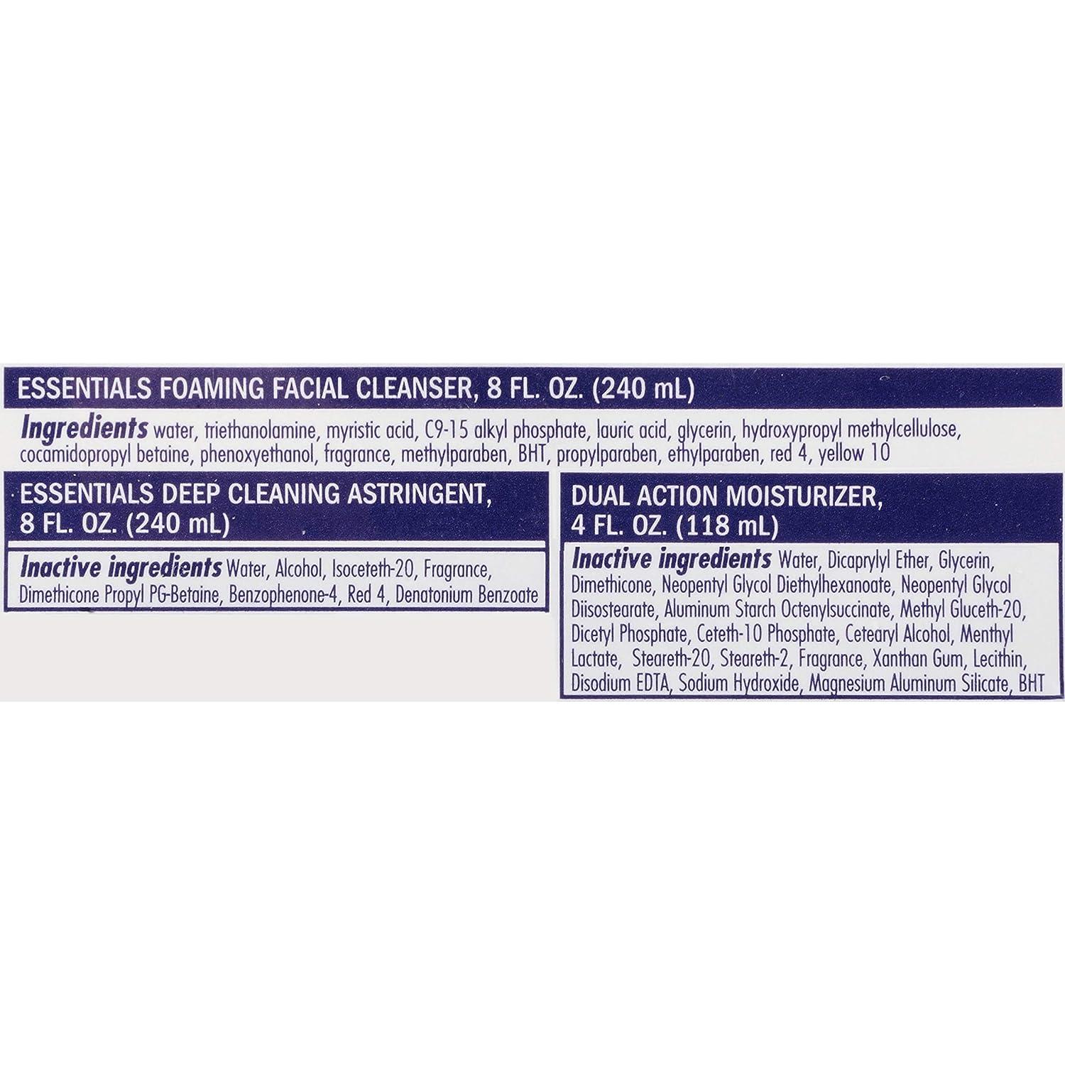 Clean & Clear Daily Acne Skincare Set - Foaming Cleanser, Astringent ...