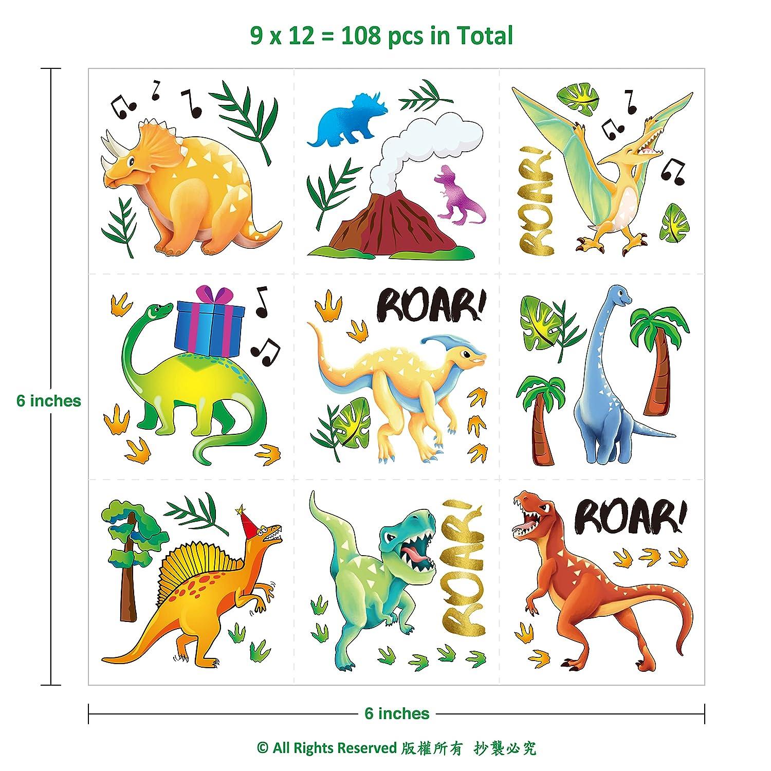 Dinosaur Temporary Tattoo Stickers - Mini Dino Designs for Birthday ...
