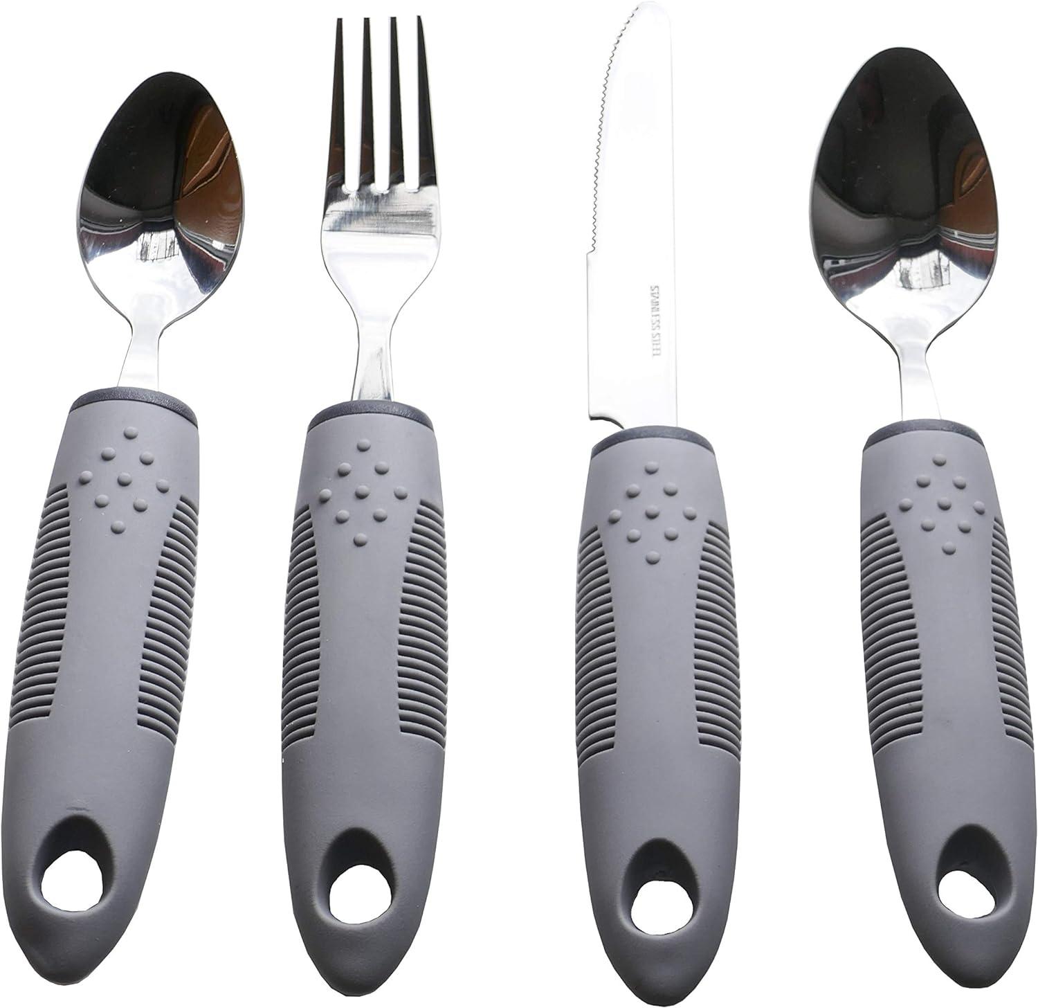 4-Piece Easy Grip Cutlery Set for Elderly, Disabled, and Those with ...