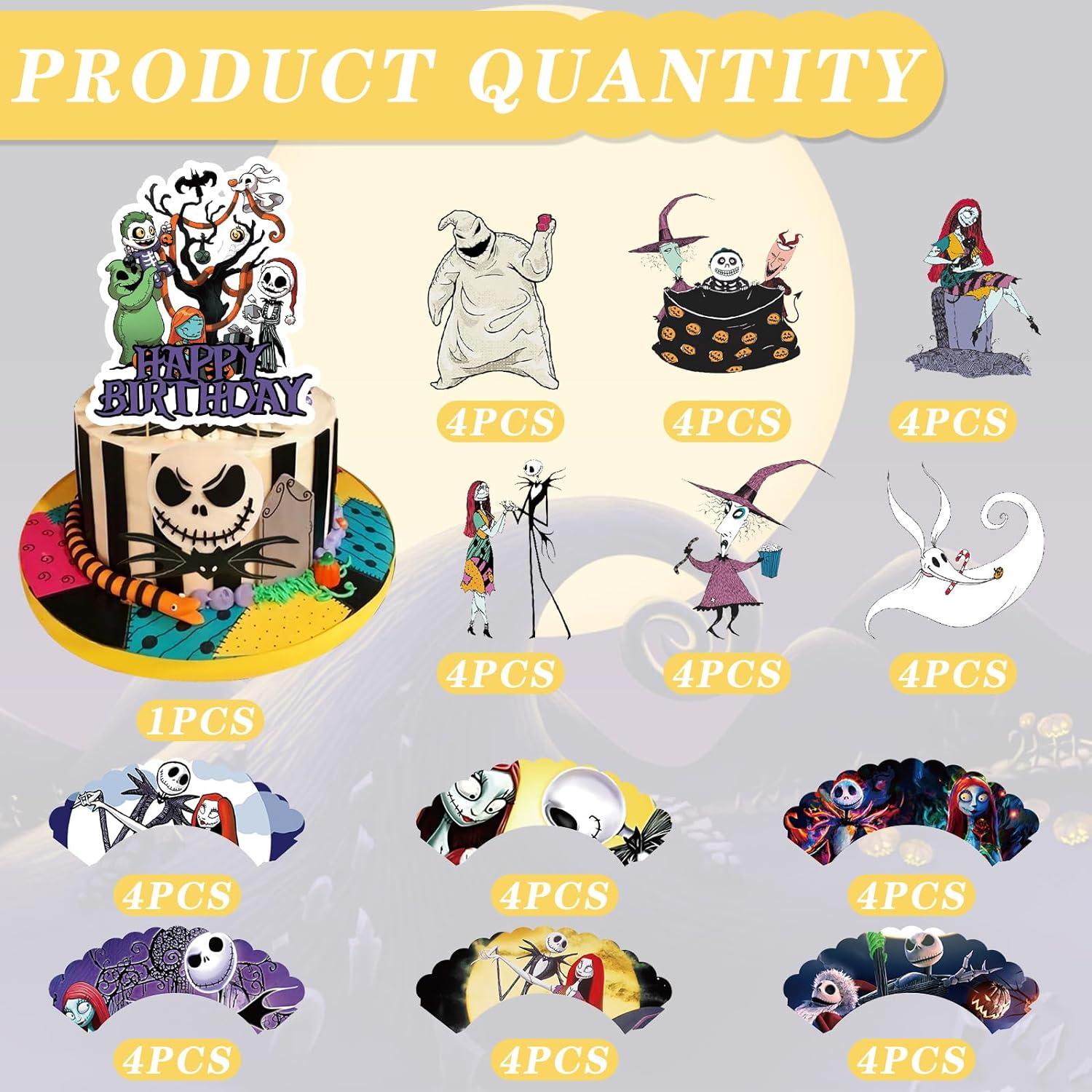 49 Pcs Nightmare Happy Birthday Cake Decorations Includes 24 Pcs ...