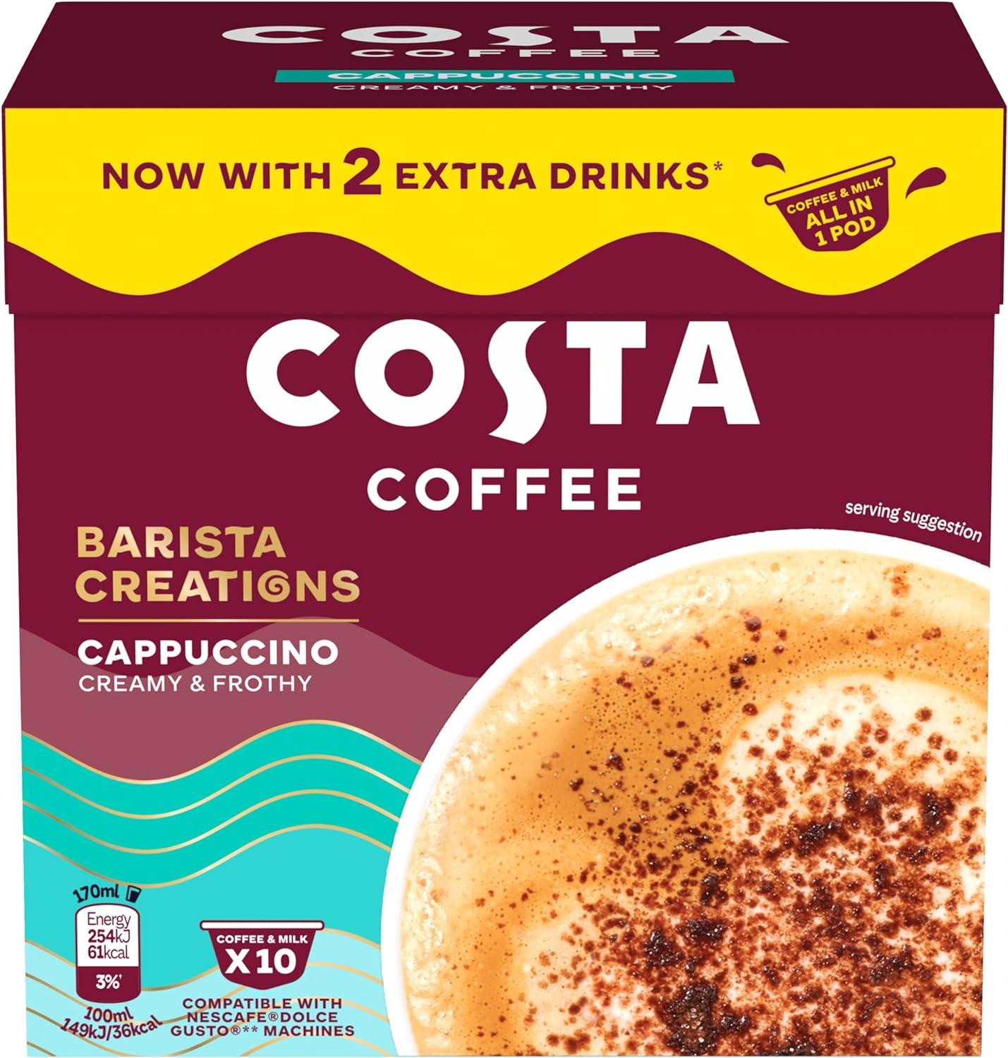 COSTA COFFEE CAPPUCCINO PODS 4 PACKS (CAPPUCCINO 10 CAPSULES) | Buy Now ...