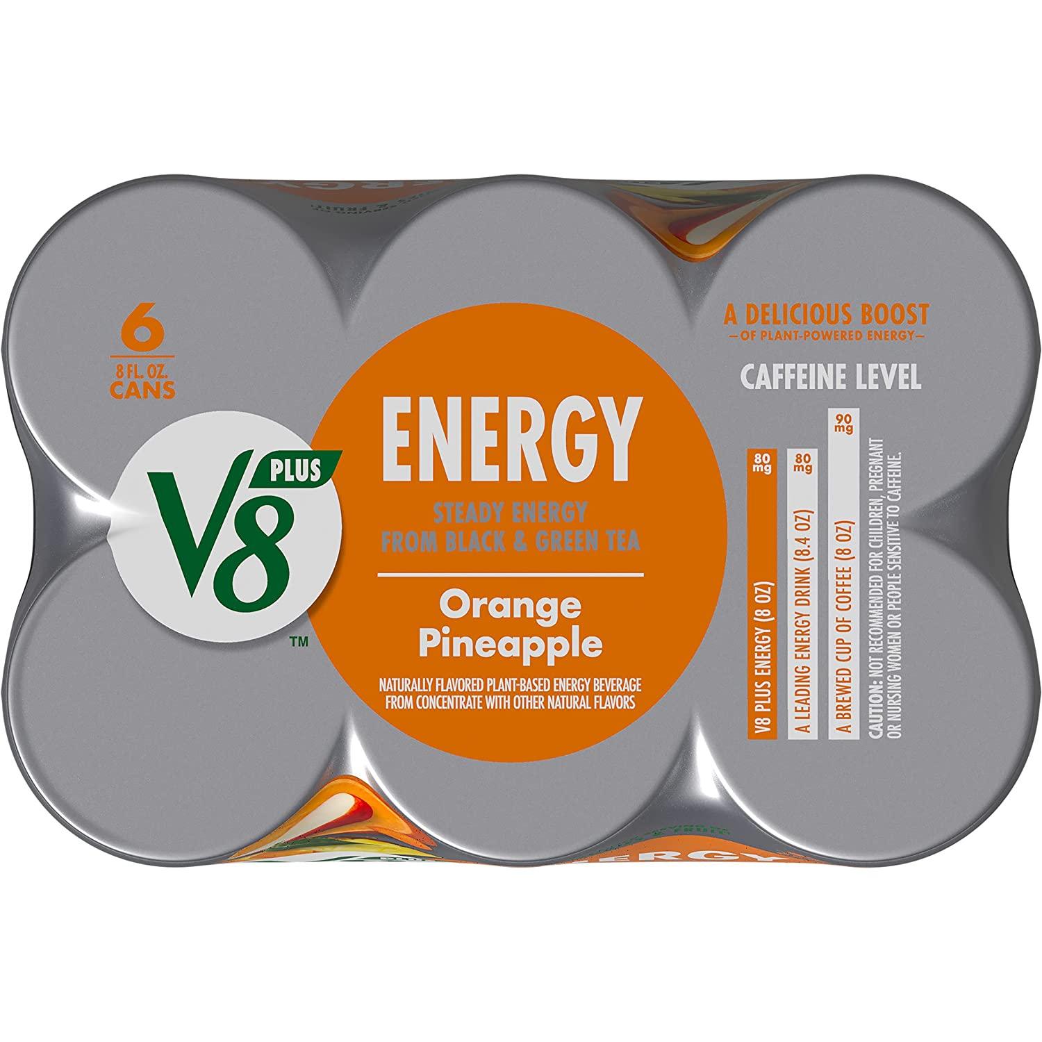 V8 +ENERGY Orange Pineapple Energy Drink 8oz Can (4x6pk) - Boost Energy ...