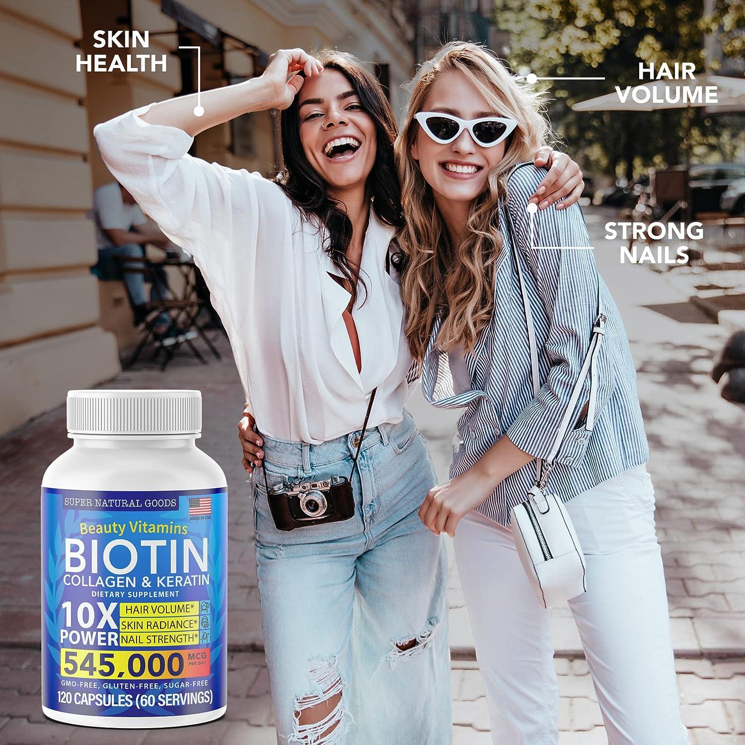 Biotin Collagen Supplements with Keratin Peptides for Hair Growth ...