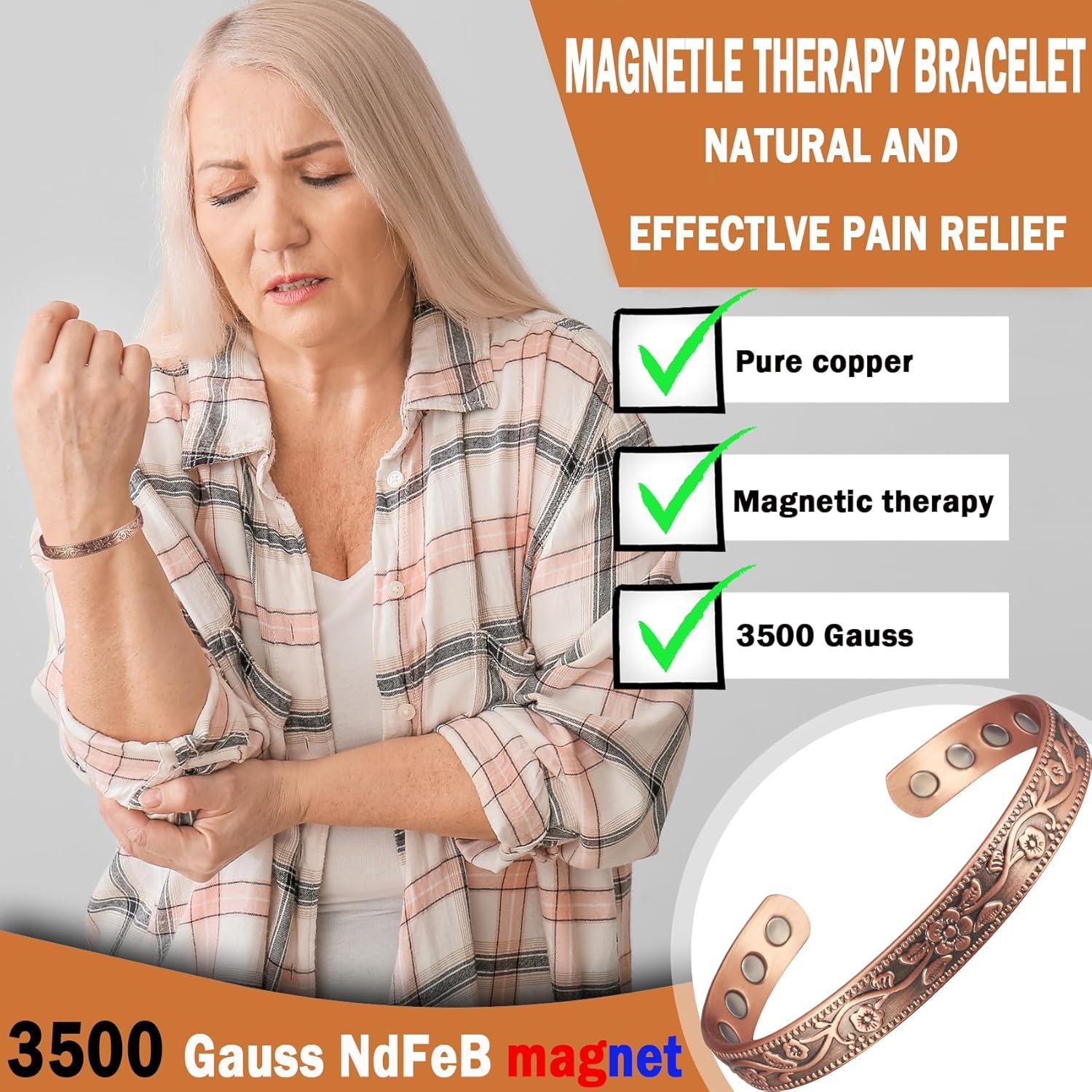 Yinox Magnetic Therapy Jewelry - 6.5 Pure Copper Bracelet for Arthritis ...