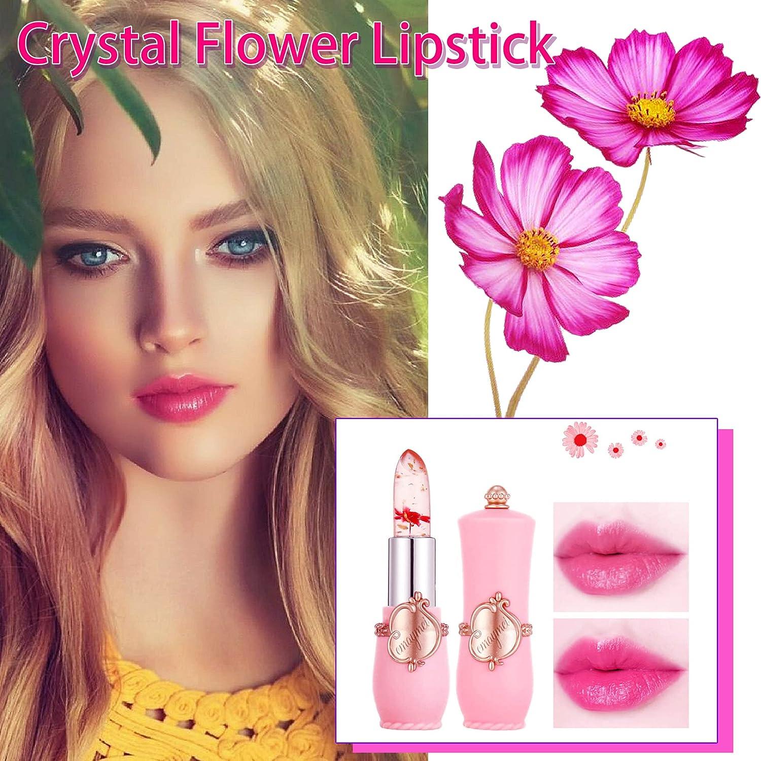 Witcrskm Color Changing Lipstick Set - 6 Pcs Magic Crystal Flower Jelly ...
