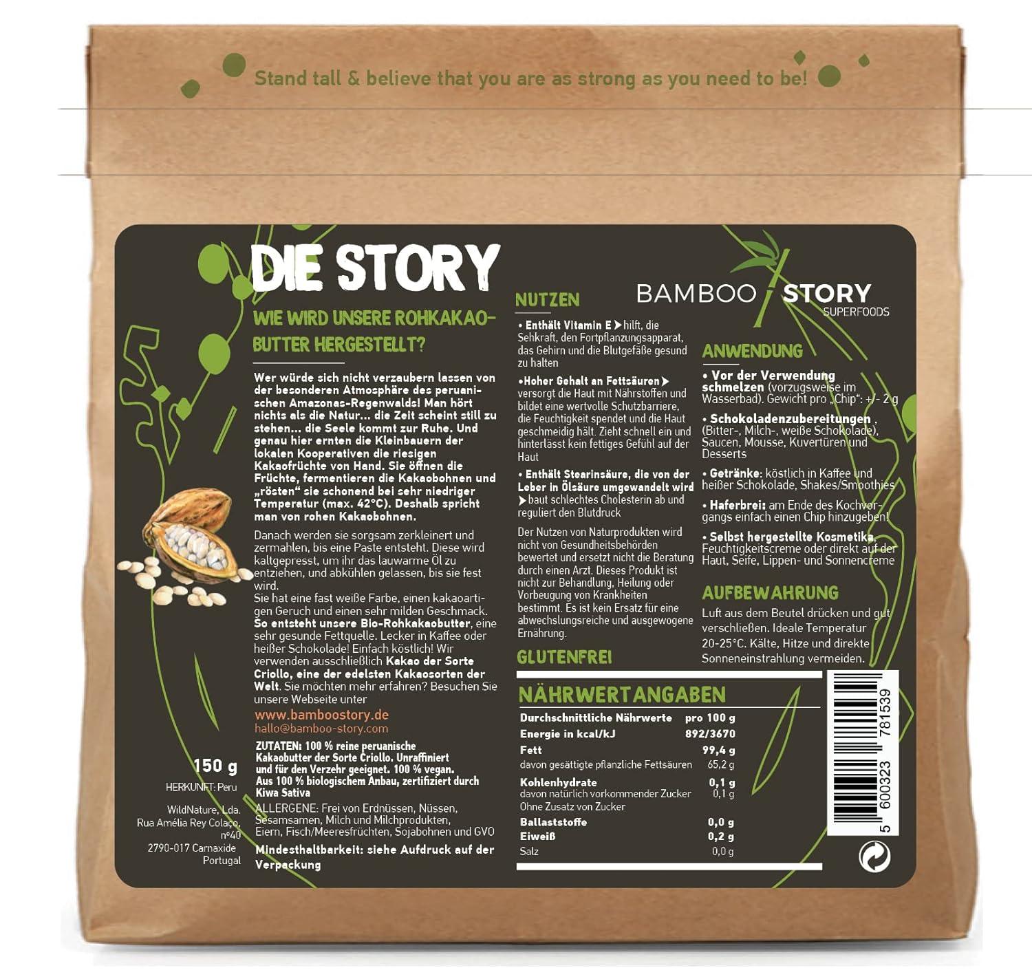 Buy NEW Bamboo Story Organic Cocoa Butter Cold Pressed Criollo Cocoa ...