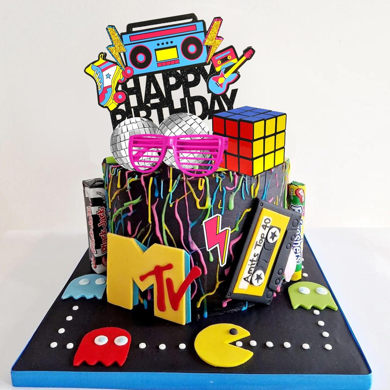 20 PCS 80s 90s Cake Toppers Retro Hip Hop Cake Decorations for Born in ...