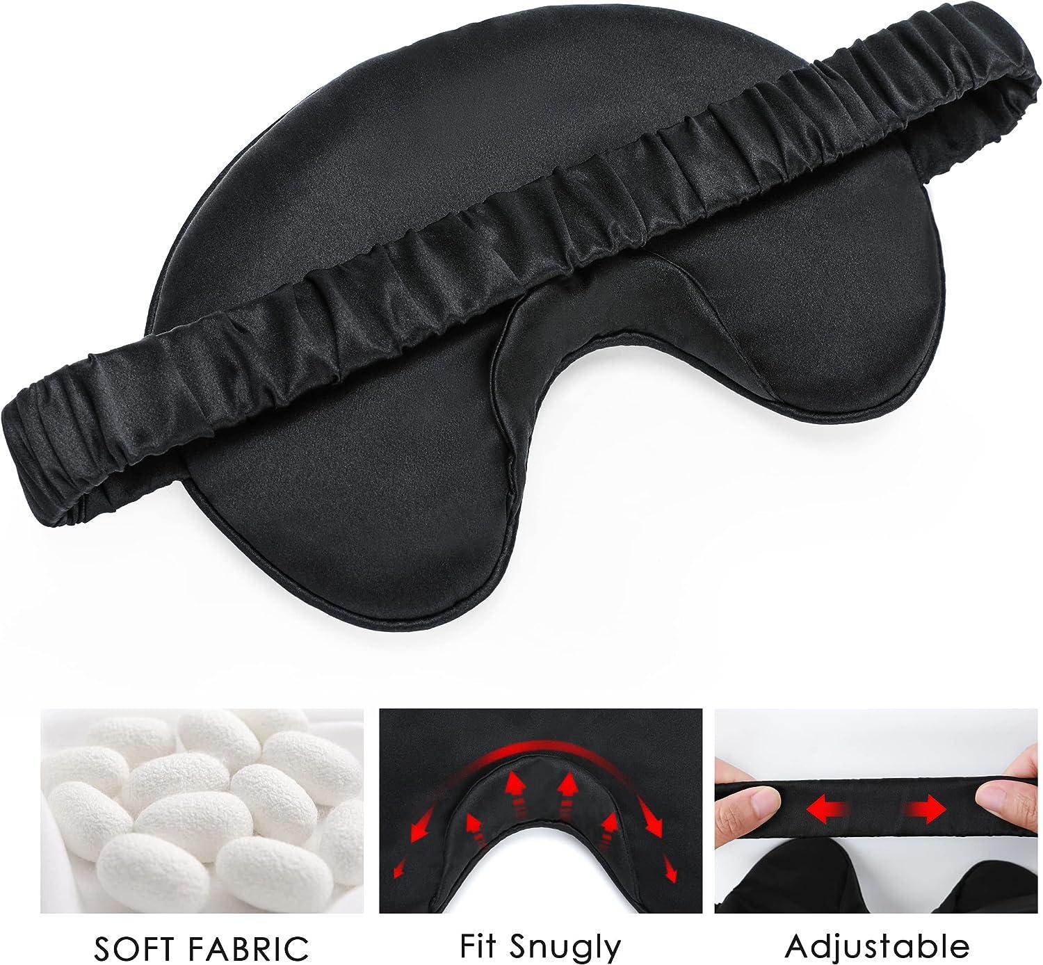 FRESHME Pure Mulberry Silk Sleep Mask Eye Cover - 100% Blackout ...