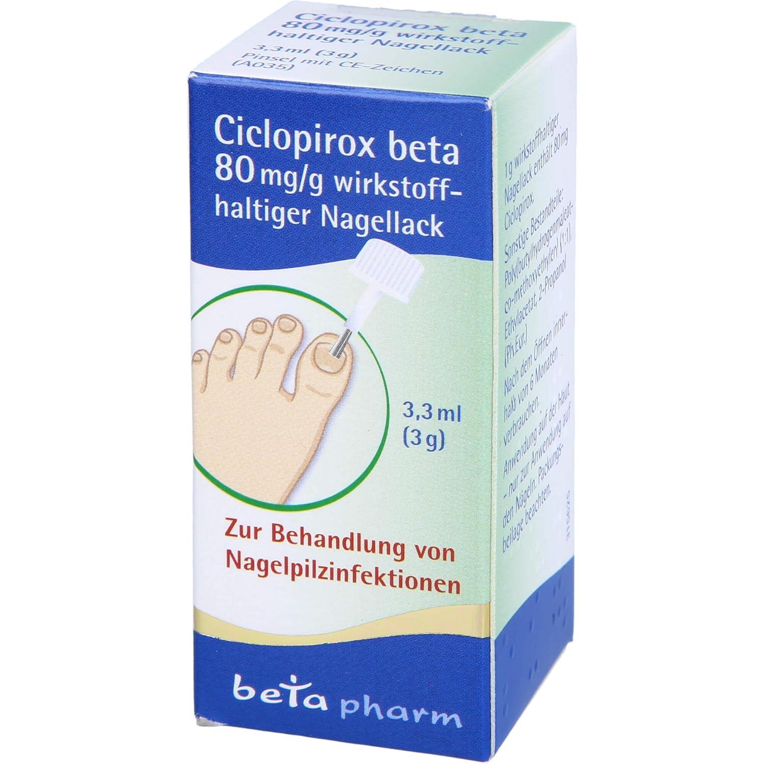 Ciclopirox Beta 80 mg/g Nail Polish - 3.3 ml for Fungal Infections ...