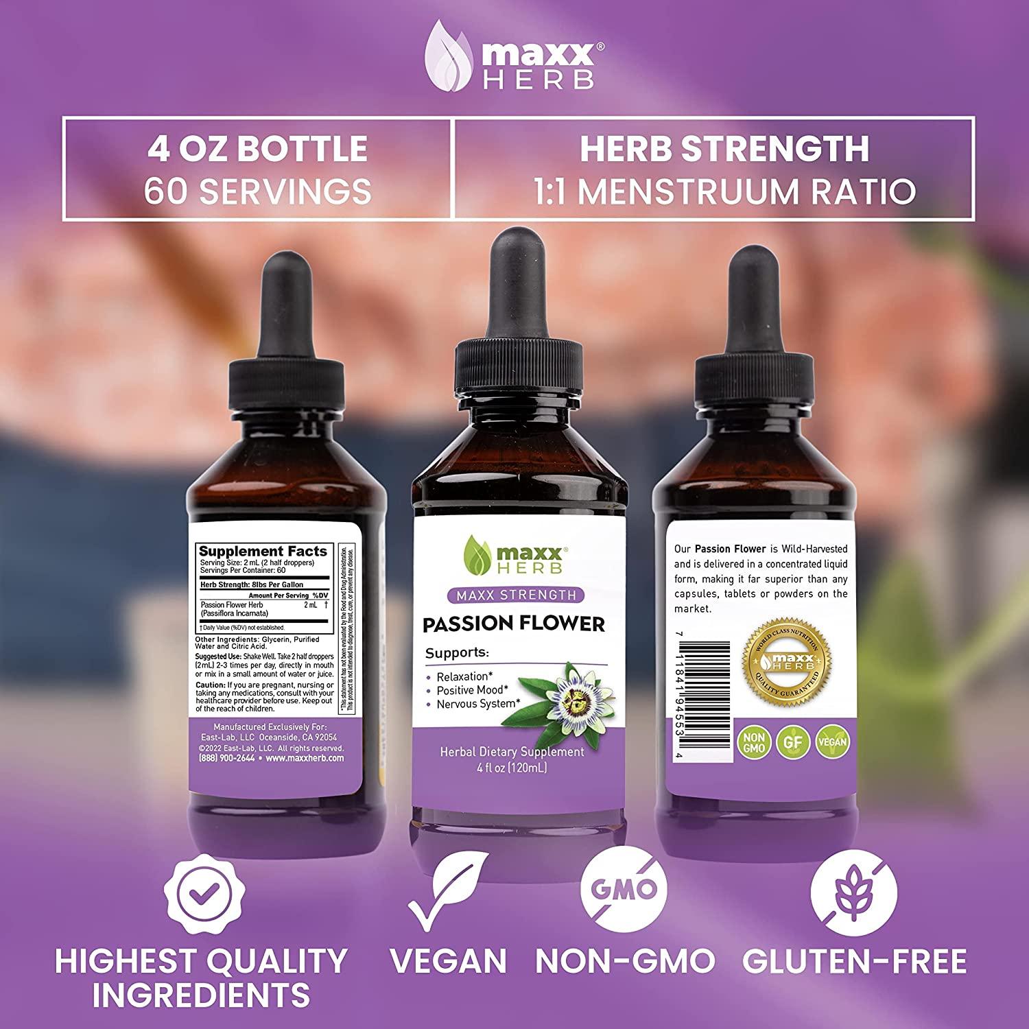 Maxx Herb Passion Flower Extract - Max Strength Liquid for Relaxation ...