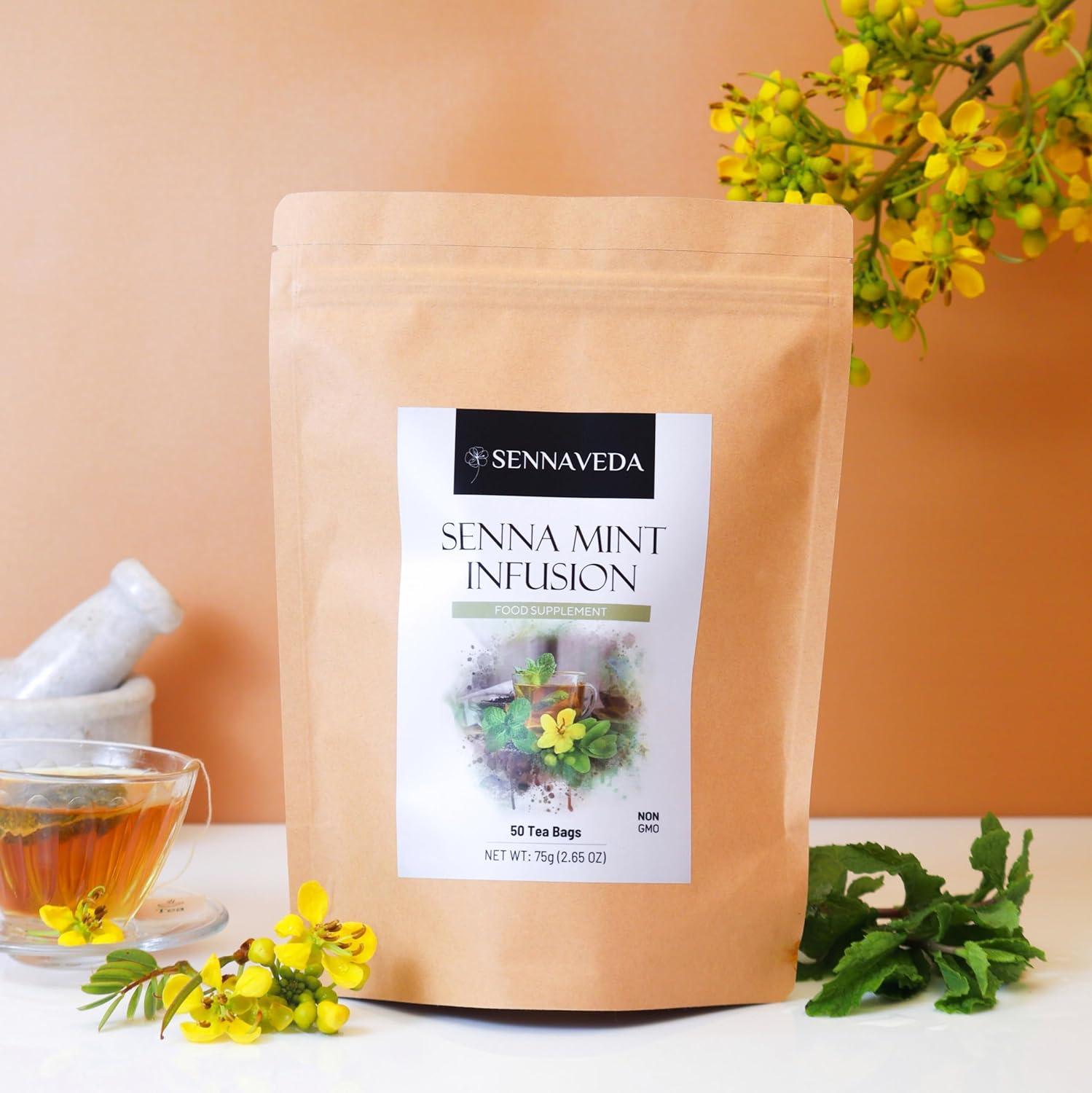 Sennaveda Senna Mint Infusion 50 Tea Bags| Made with Senna and Mint ...