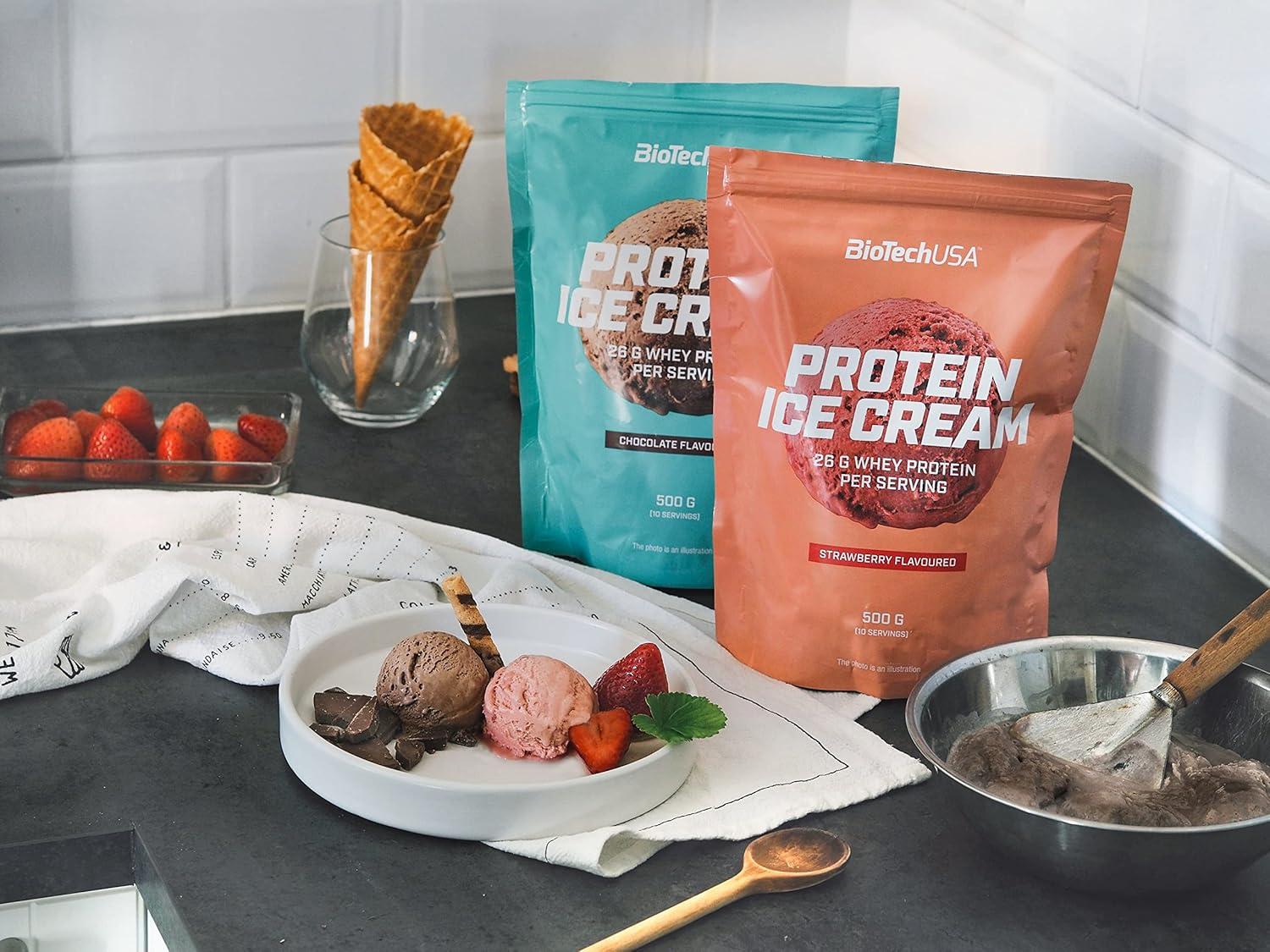 Buy BioTechUSA Protein Ice Cream Powder 500g Strawberry Flavor | Whey ...