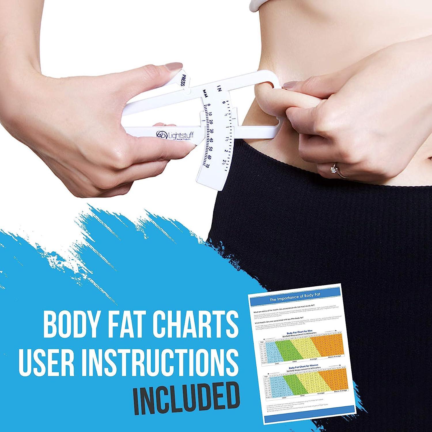 Body Fat Caliper + Tape Measure Set for Home Use - Measure Fat ...