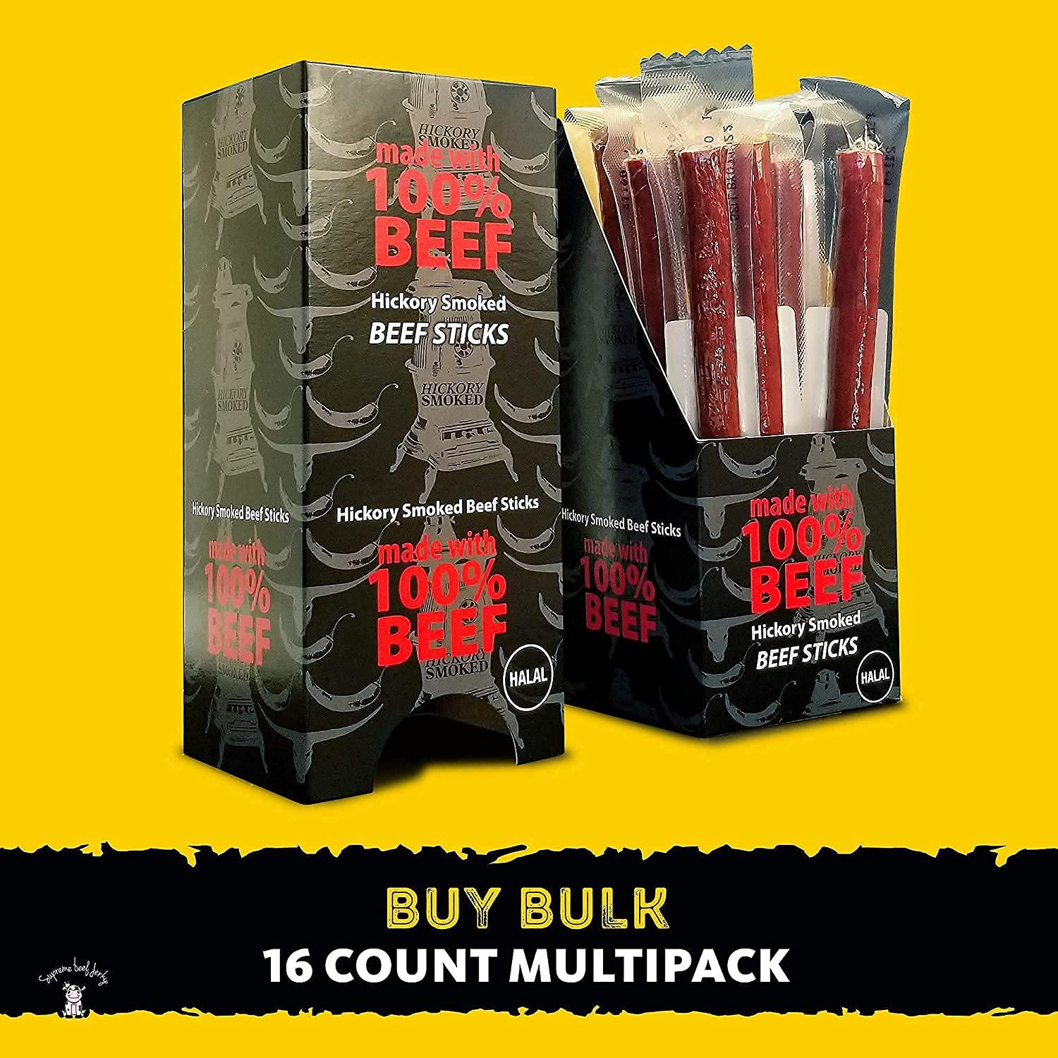 Supreme Zabiha Halal Beef Jerky Sticks 16 Count - Hand Crafted Meat ...
