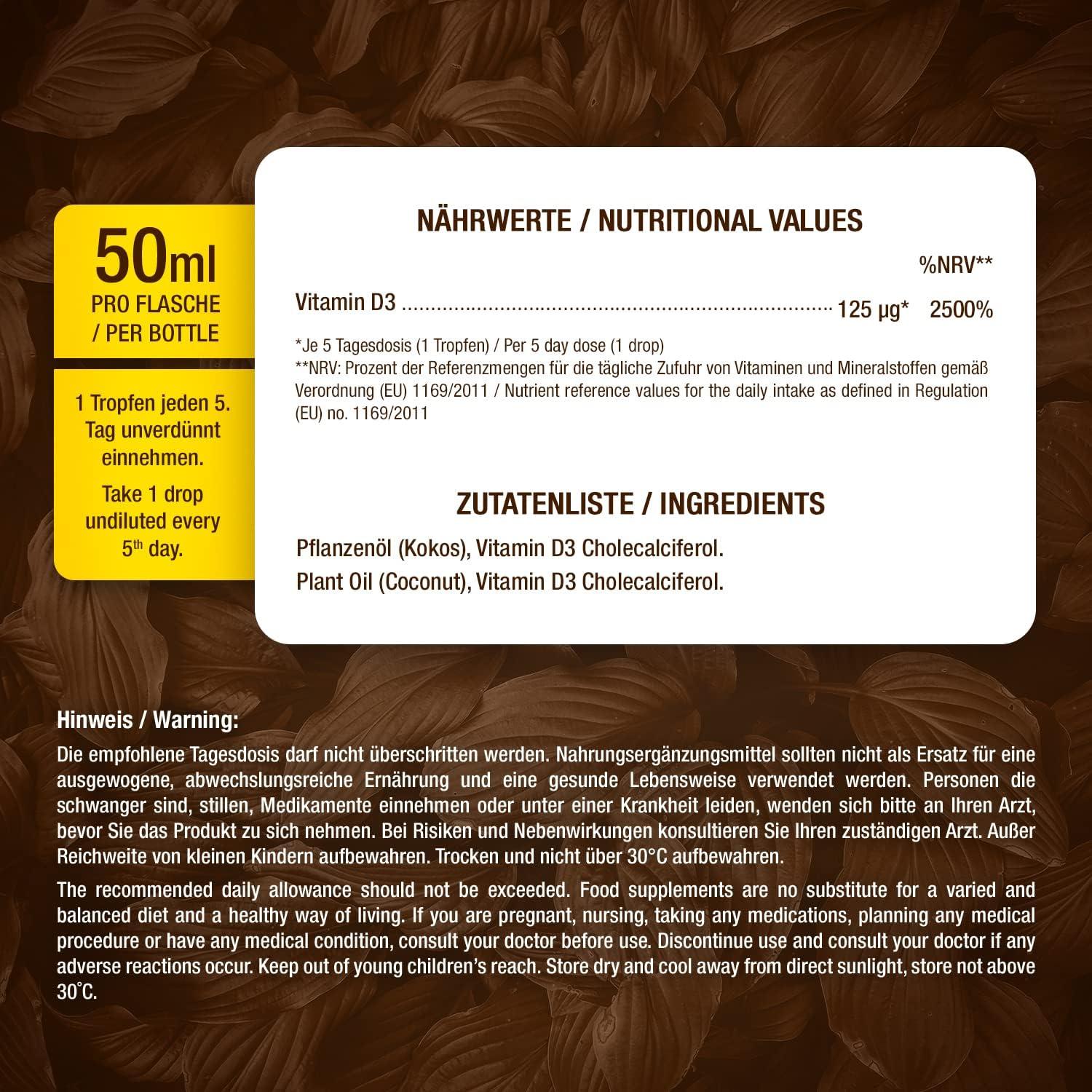 Pharmavital Vitamin D3 Drops 5000 IU - 50ml High-Quality Immune Support ...