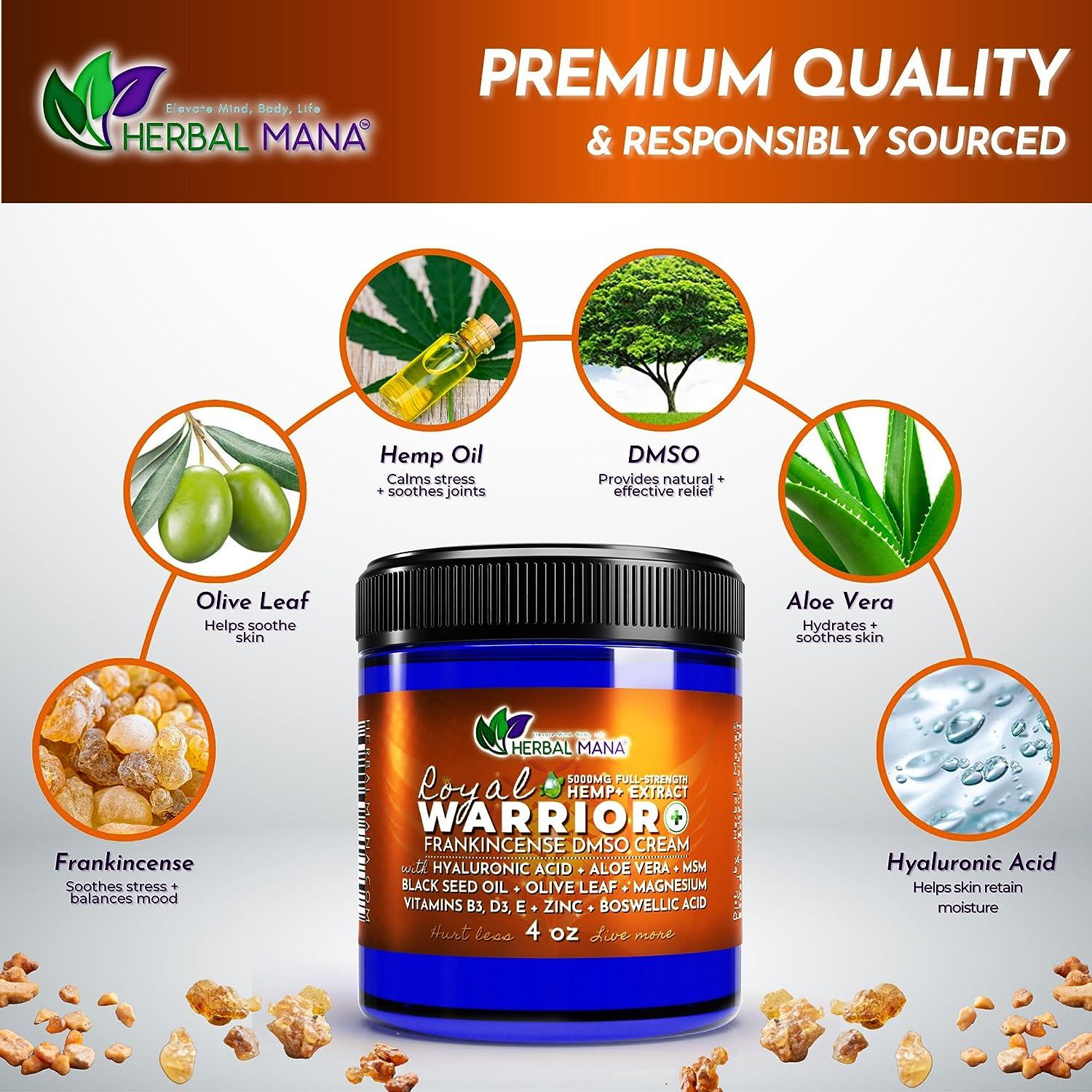 Herbal Mana Royal Warrior 5000mg Hemp Lotion - DMSO Cream with ...