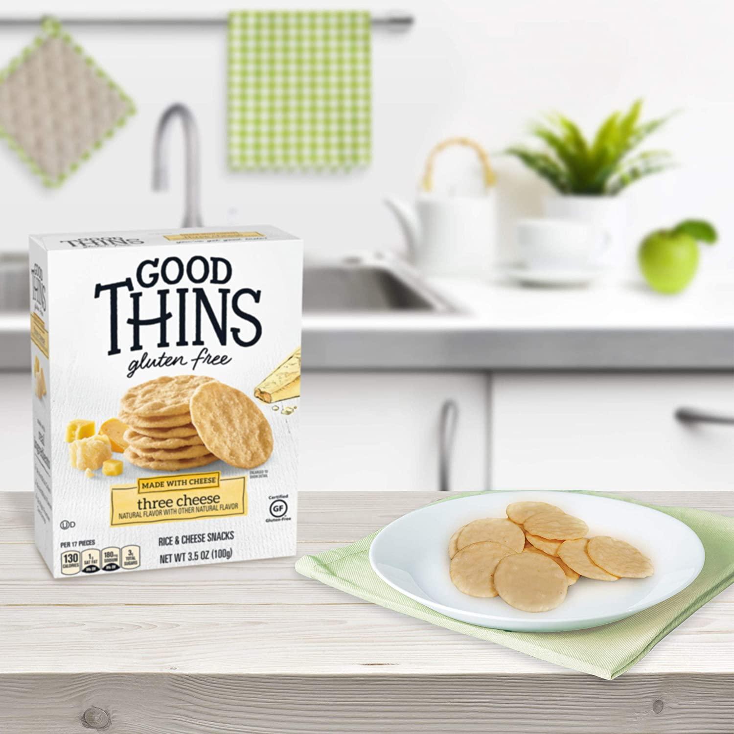 Good Thins Three Cheese Rice Crackers - 3.5oz Cheddar (Gluten-Free ...