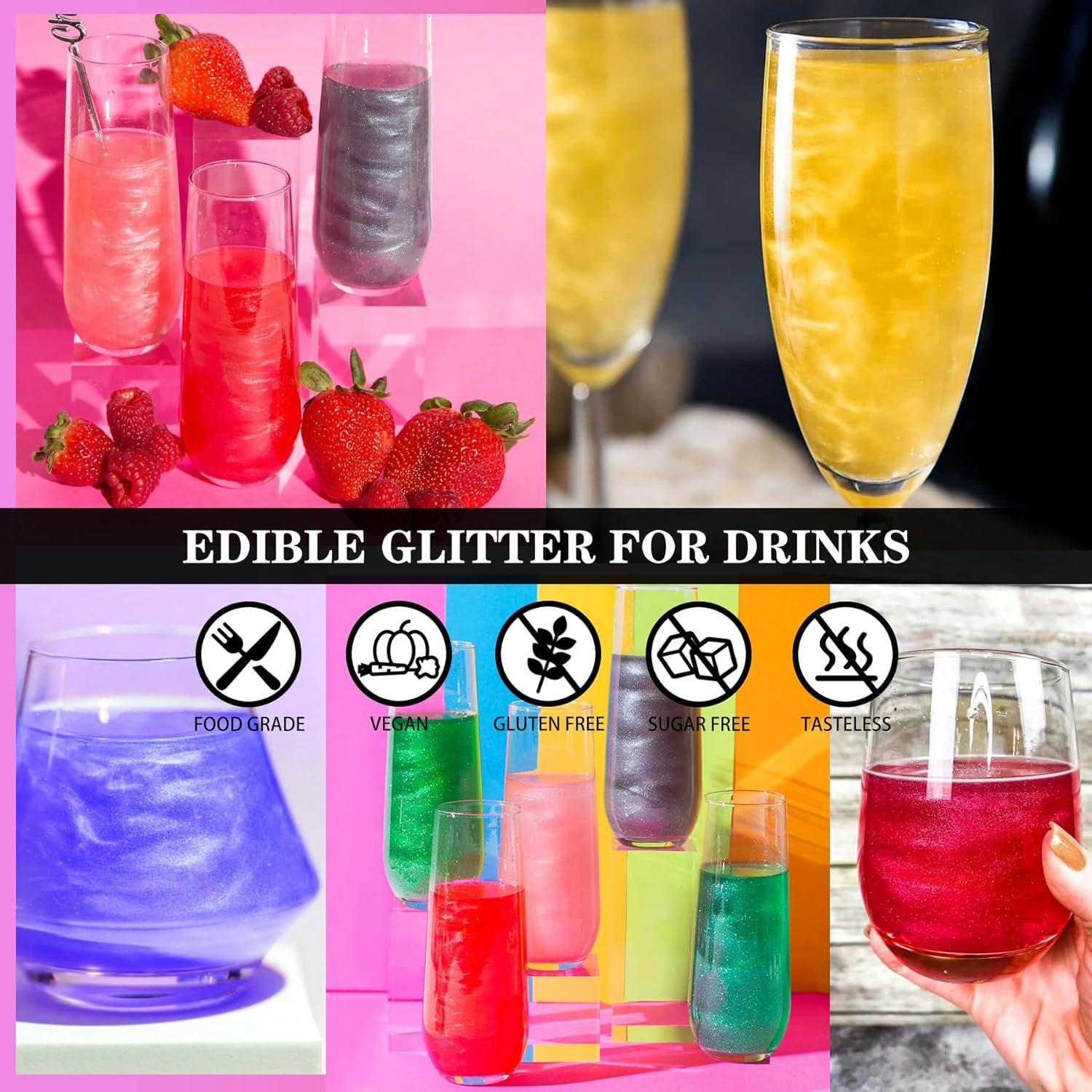 Edible Glitter Powder - 30g Ruby Metallic Food Coloring for Drinks ...