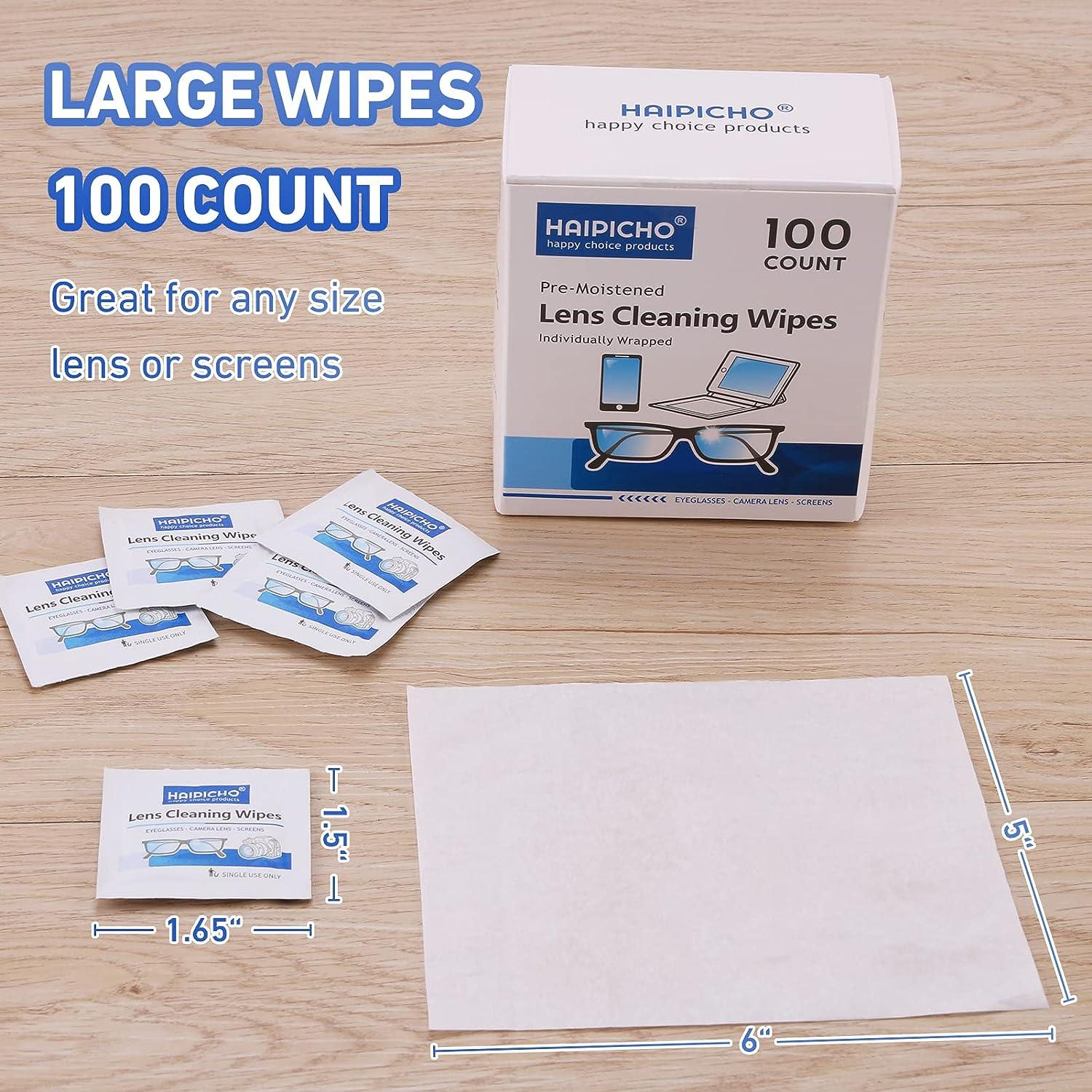 100 ct Lens Cleaning Wipes - Individually Wrapped, Pre-Moistened for ...