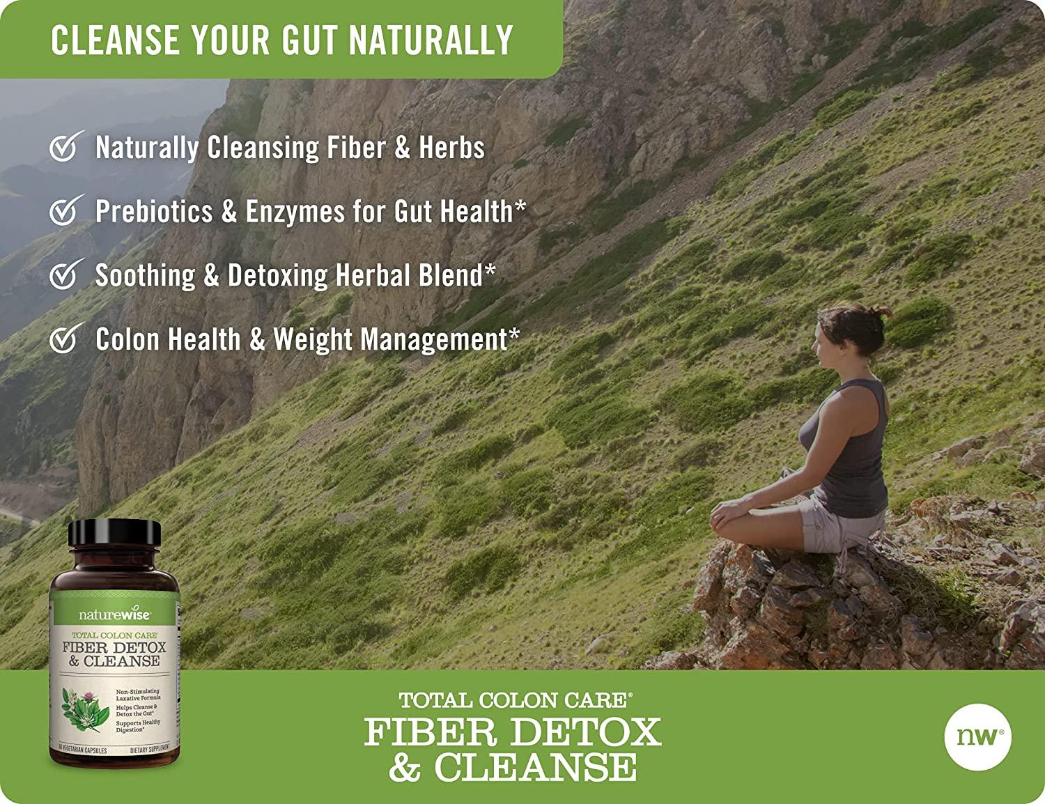 NatureWise Fiber Detox & Cleanse - 60 Vegetarian Capsules for Gut ...