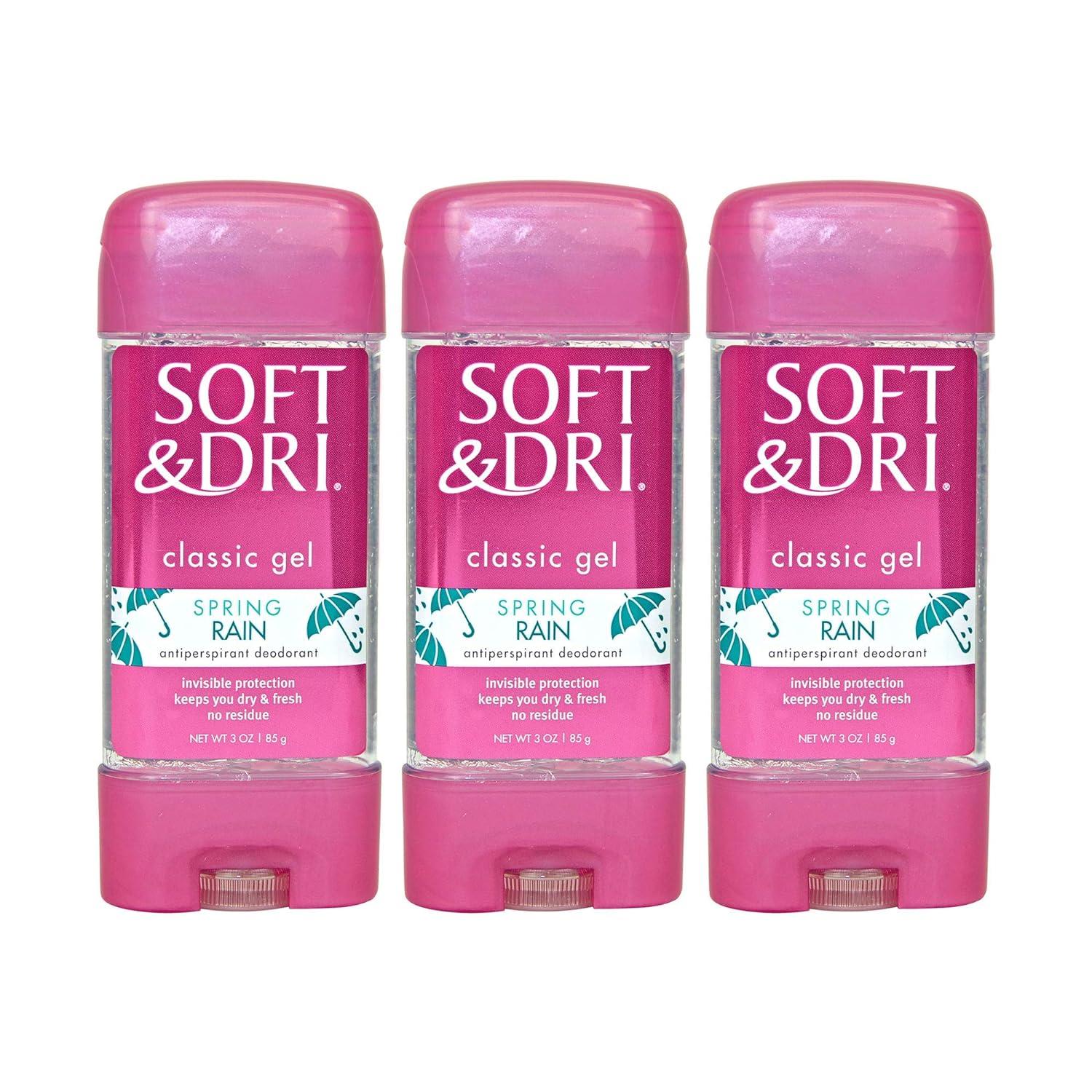 Soft & Dri Classic Dri Gel Spring Rain 3oz Pack of 3 - Long-lasting ...
