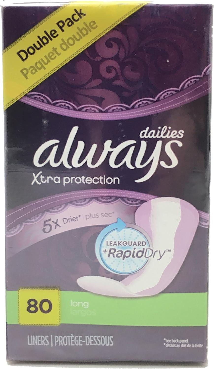 Always Liners 80 Ct Long - Comfortable & Absorbent | [Your Brand Name ...