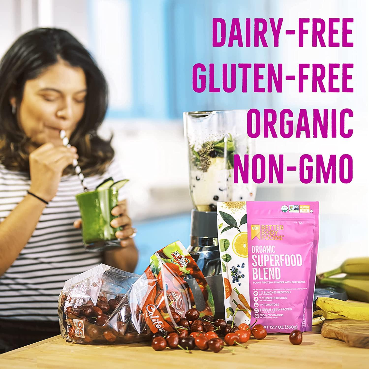 BetterBody Foods Organic Superfood Powder with Protein, Vitamins C, E ...