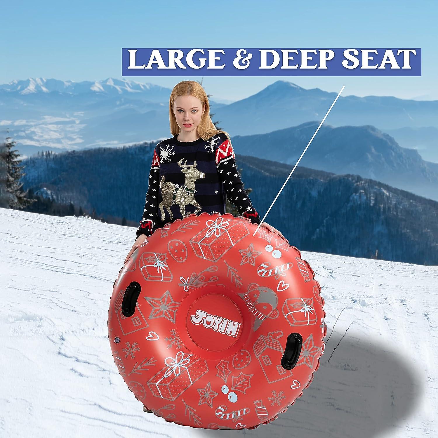 JOYIN Inflatable Snow Tubes 47 & 37 (2 Packs) - Heavy-Duty Sledding ...