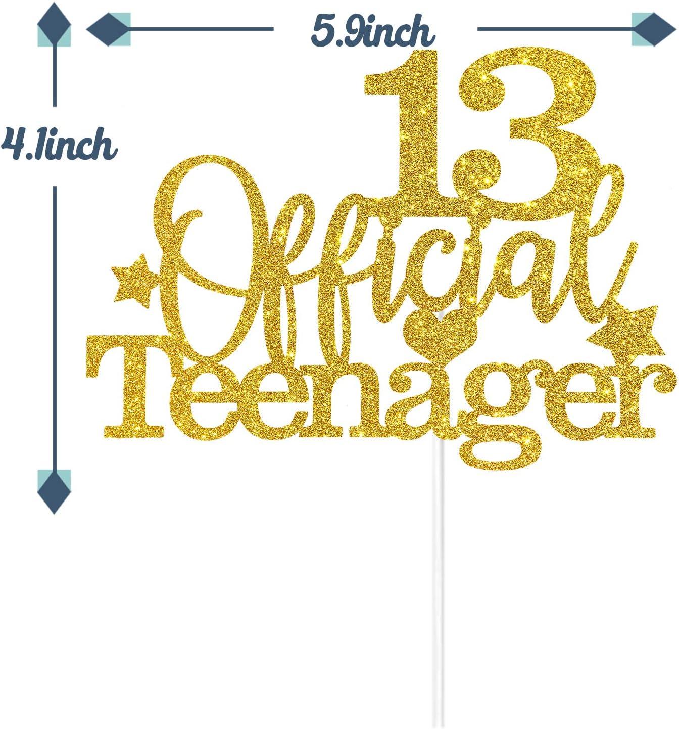 Tenhaisi Glittery Gold 13 Official Teenager Cake Topper Boys and Girls ...