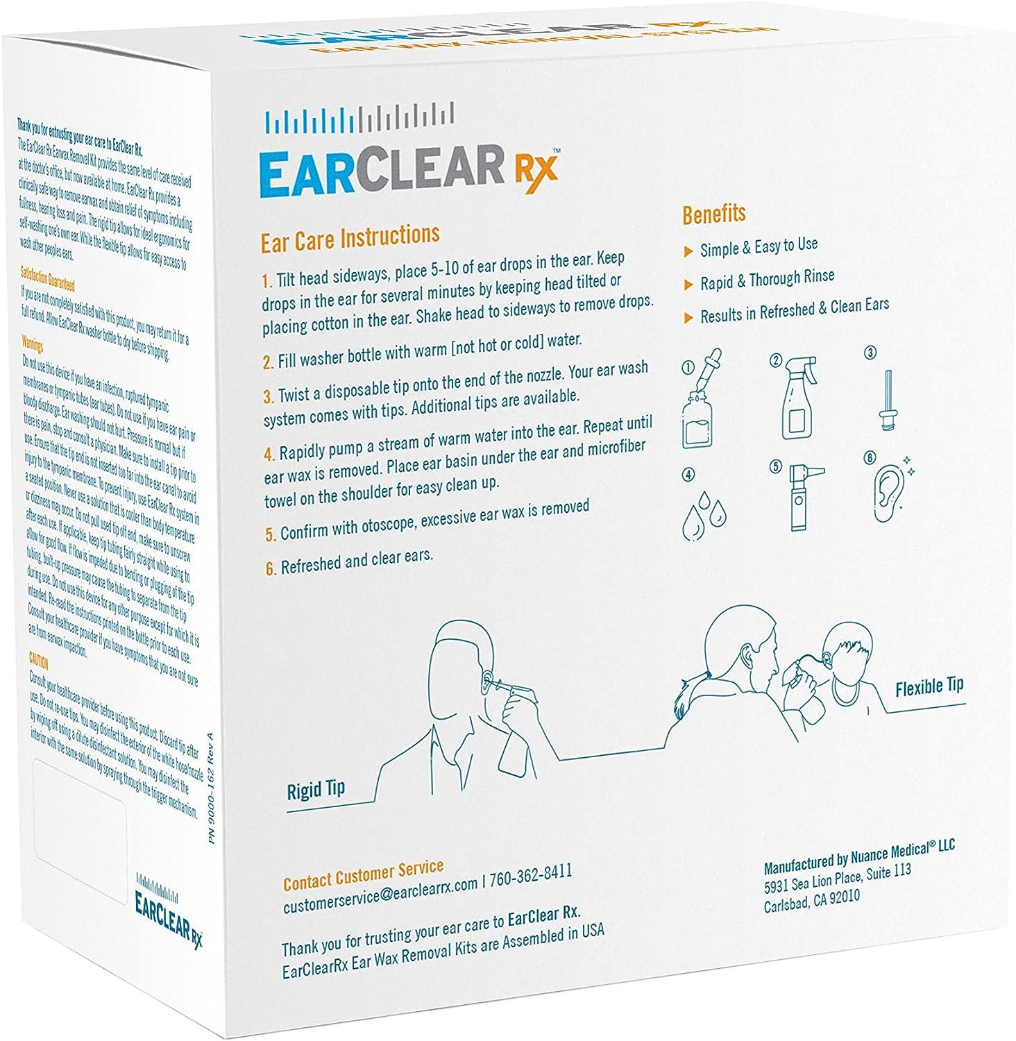 EarClear Rx Ear Wash Full Kit - Rigid + Drops + 20 Tips | Complete Ear ...
