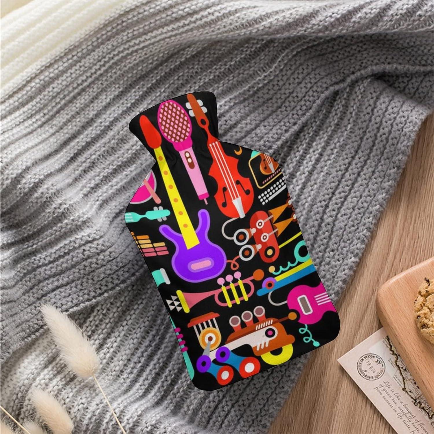 Musical Instrument Hot Water Bottle with Plush Cover - Hand Warmer for ...