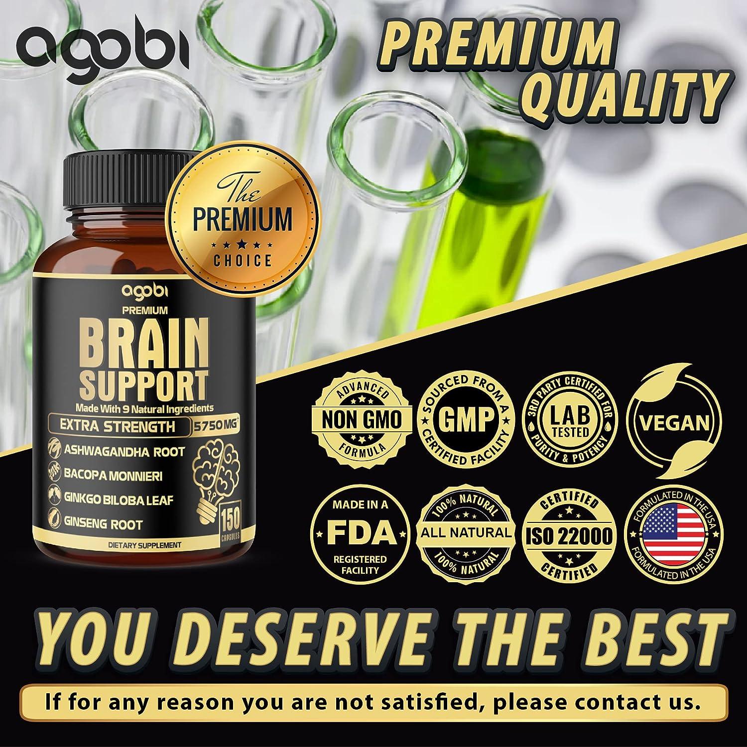 9in1 Brain Support Supplement 5750 Mg - Ashwagandha Panax Ginseng Gotu Kola Ginkgo Biloba ...